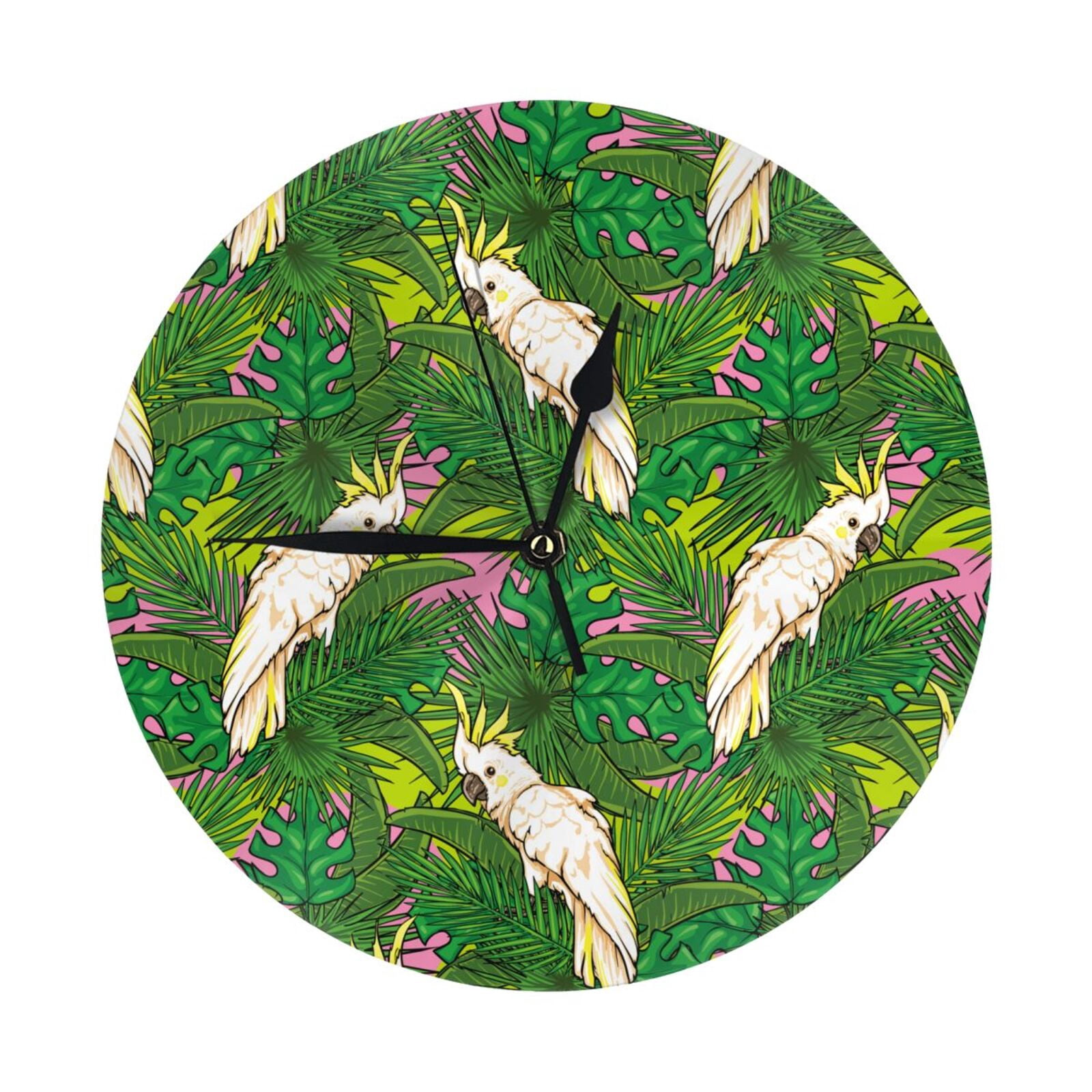 Wall Clock, Cute Cartoon Cockatoo Parrot White Wall Clocks Battery ...