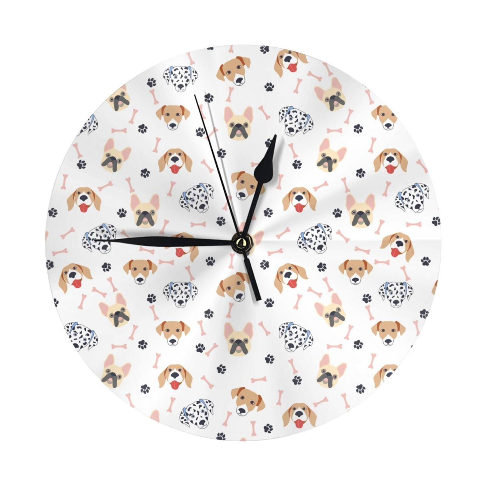 Wall Clock Cute Cartoon Dogs Wall Clocks Battery Operated, Modern Wall ...