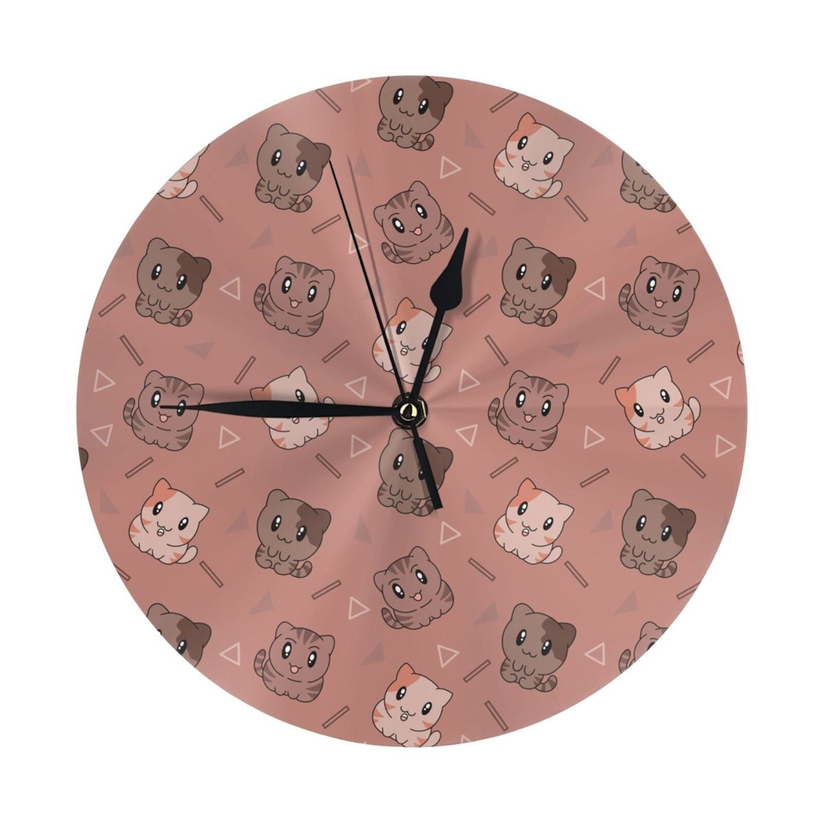 Wall Clock, Cute Cartoon Q Version Cat Wall Clocks Battery Operated ...