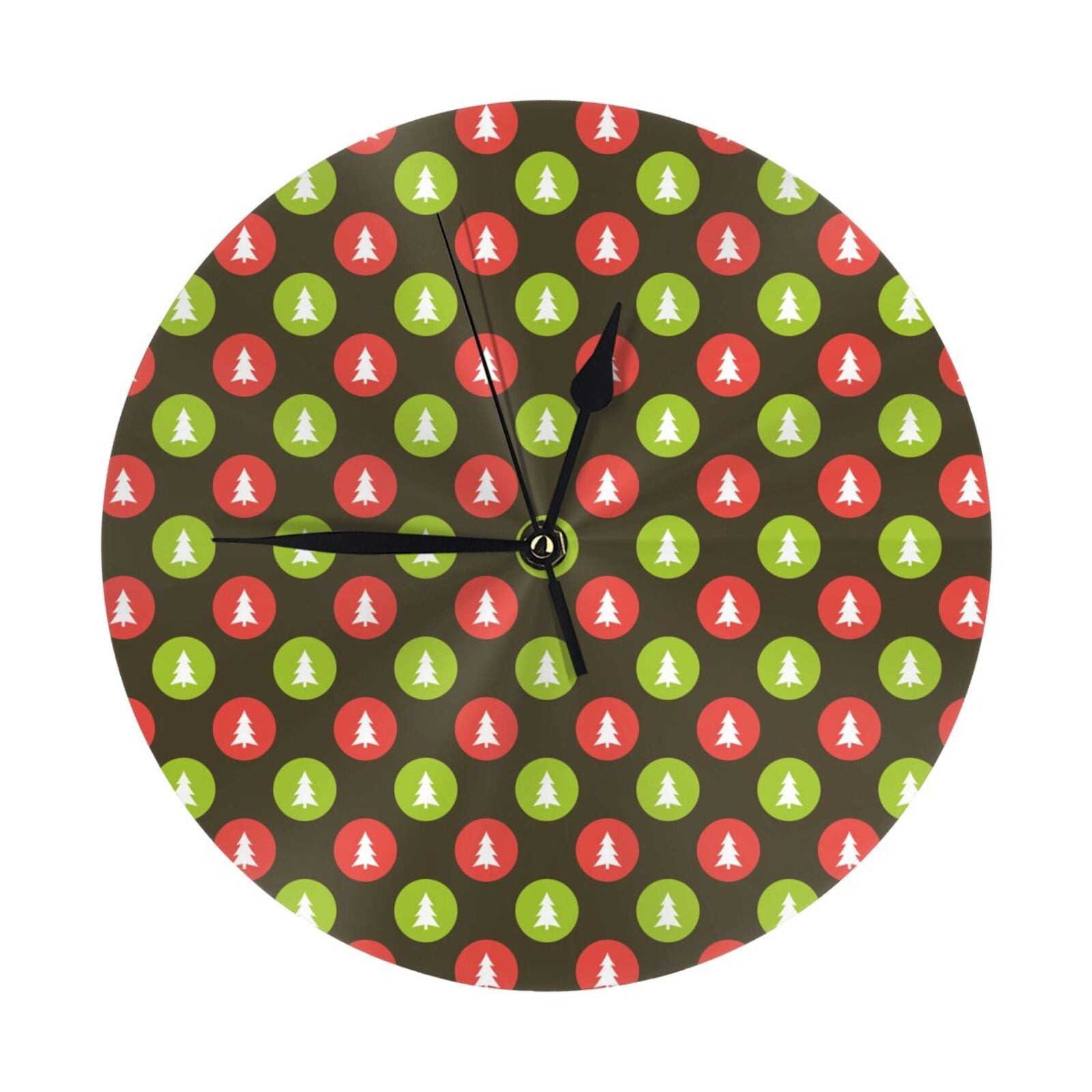 Wall Clock, Cute Christmas trees Wall Clocks Battery Operated Silent ...