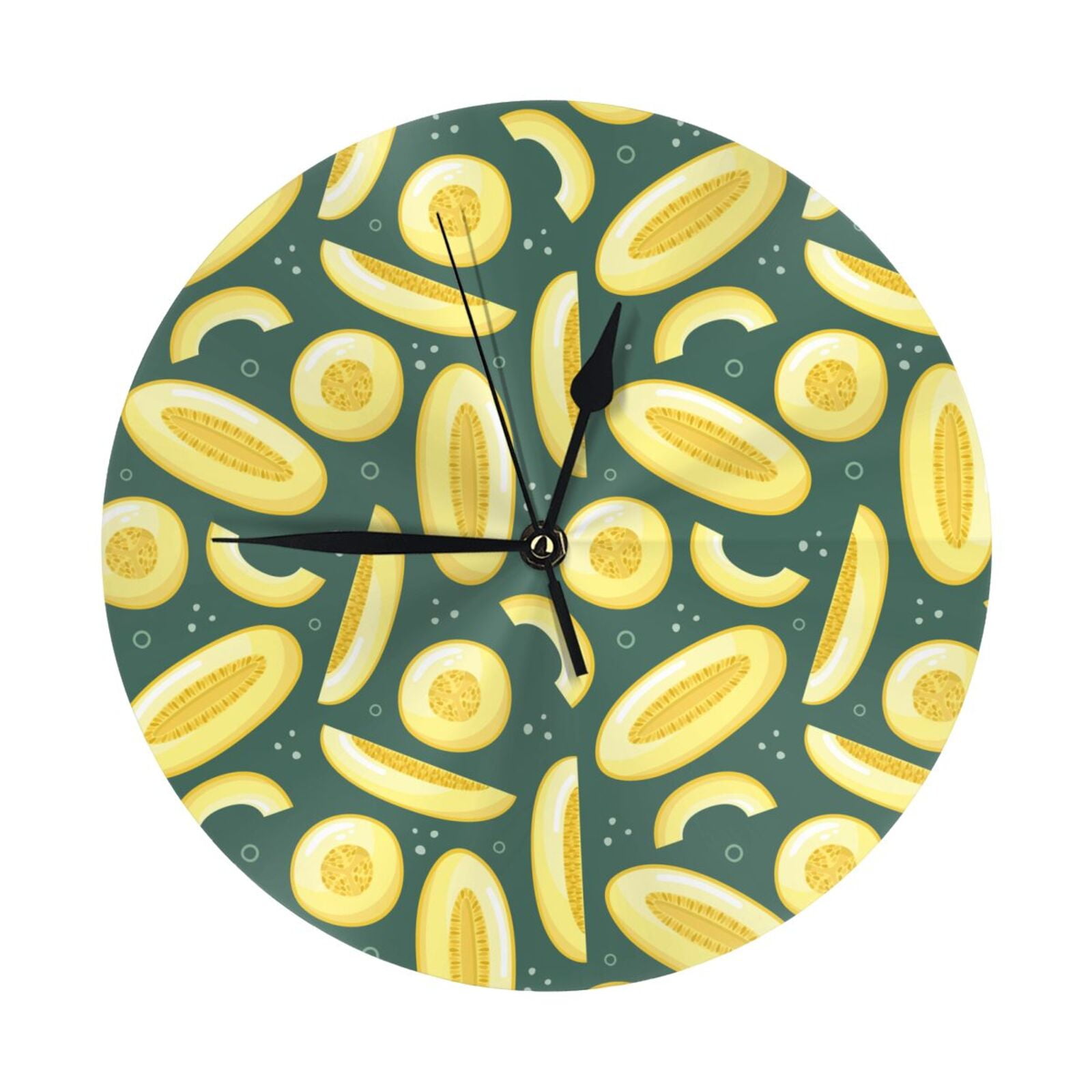 Wall Clock Cute Crisp Cantaloupe Wall Clocks Battery Operated, Modern ...
