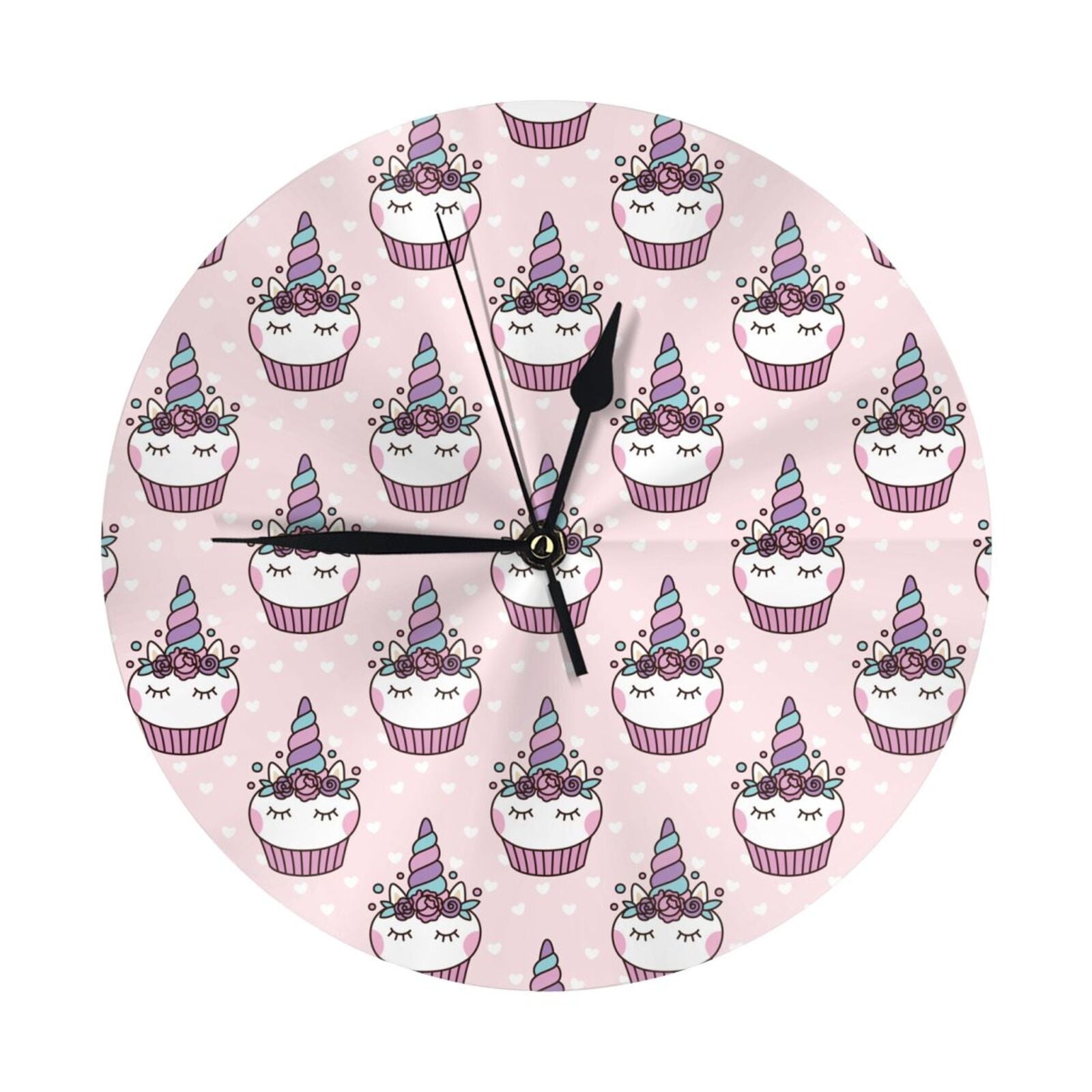 Wall Clock Cute Cupcake Wall Clocks Battery Operated, Modern Wall Clock ...
