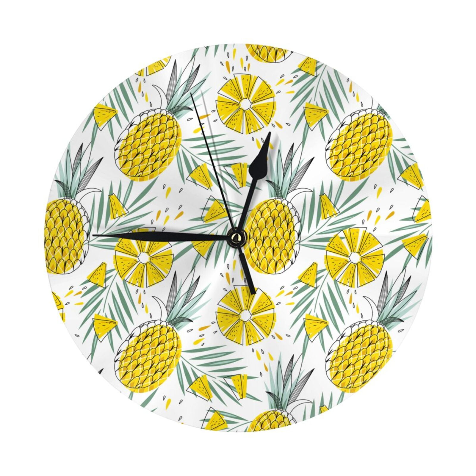 Wall Clock, Cute Delicious Pineapple Wall Clocks Battery Operated ...