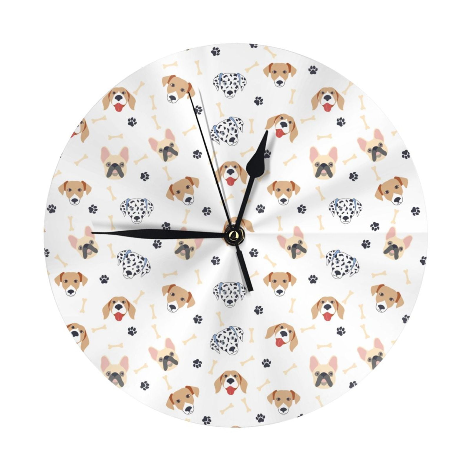 Wall Clock Cute Dog Bone Footprints Wall Clocks Battery Operated ...