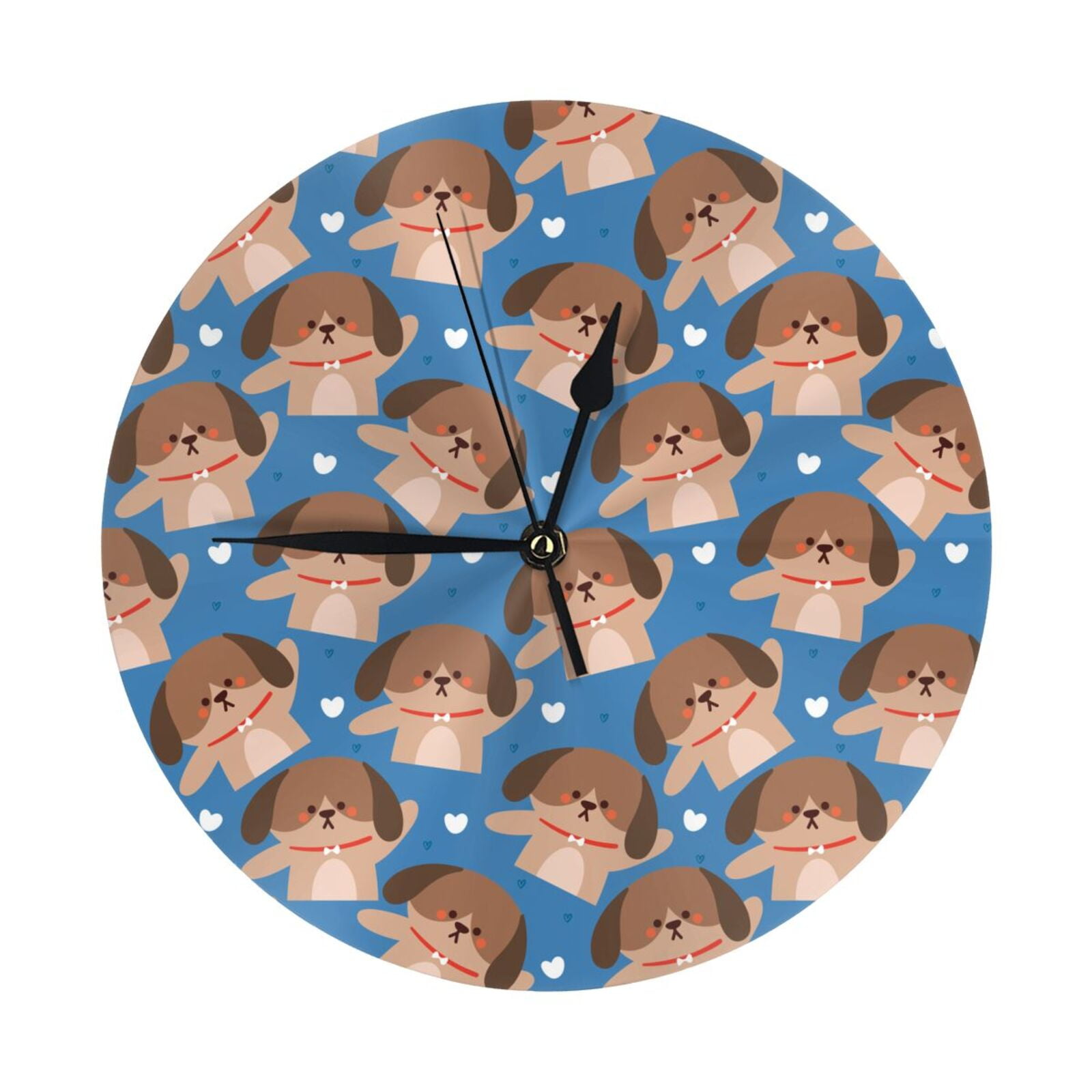 Wall Clock, Cute Dog Puppy Hi Wall Clocks Battery Operated Silent ...
