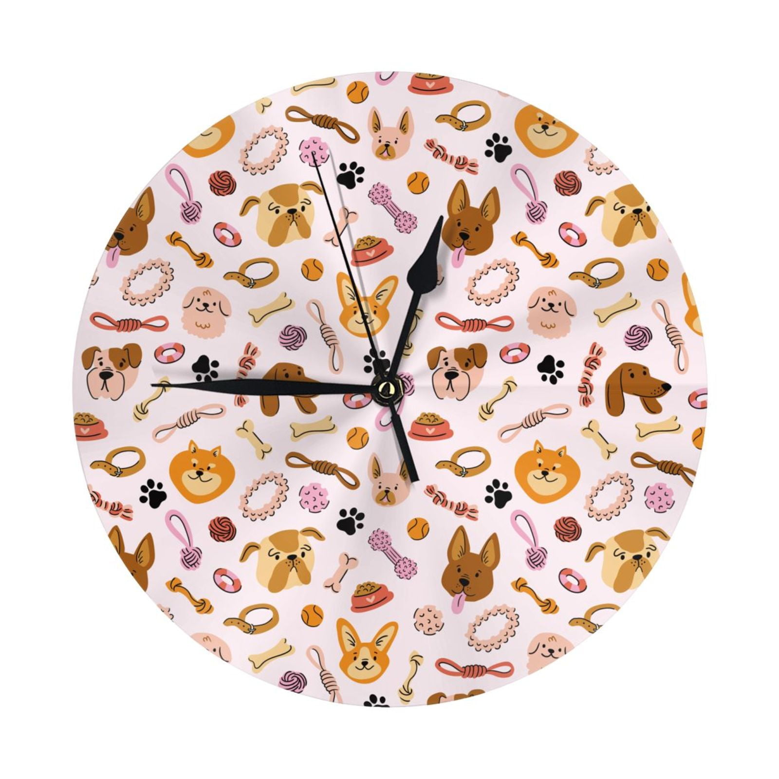 Wall Clock Cute Dog Wall Clocks Battery Operated, Modern Wall Clock for ...