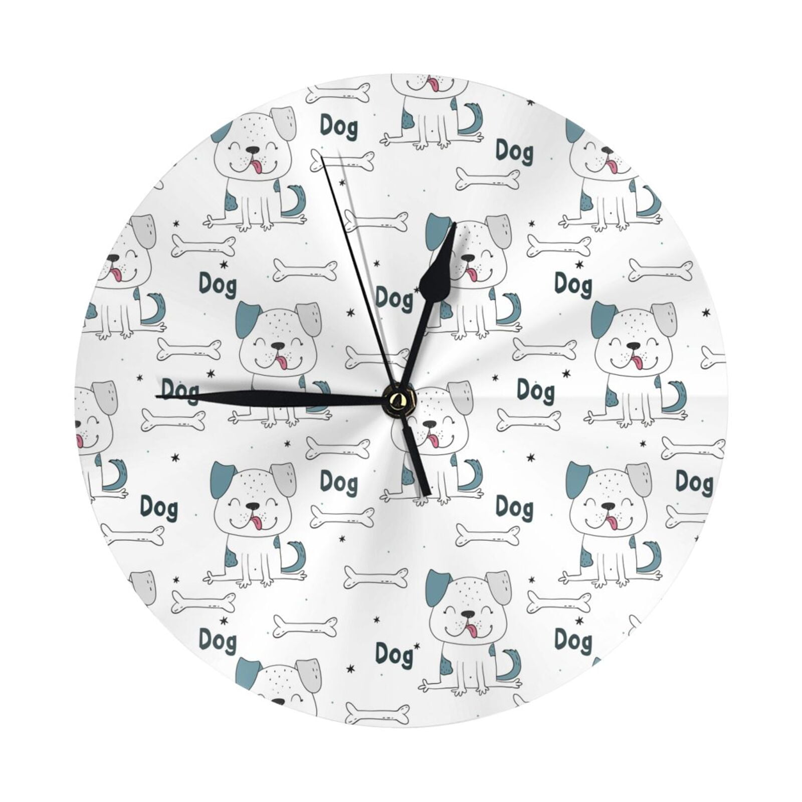Wall Clock, Cute Dog cartoon Wall Clocks Battery Operated Silent ...