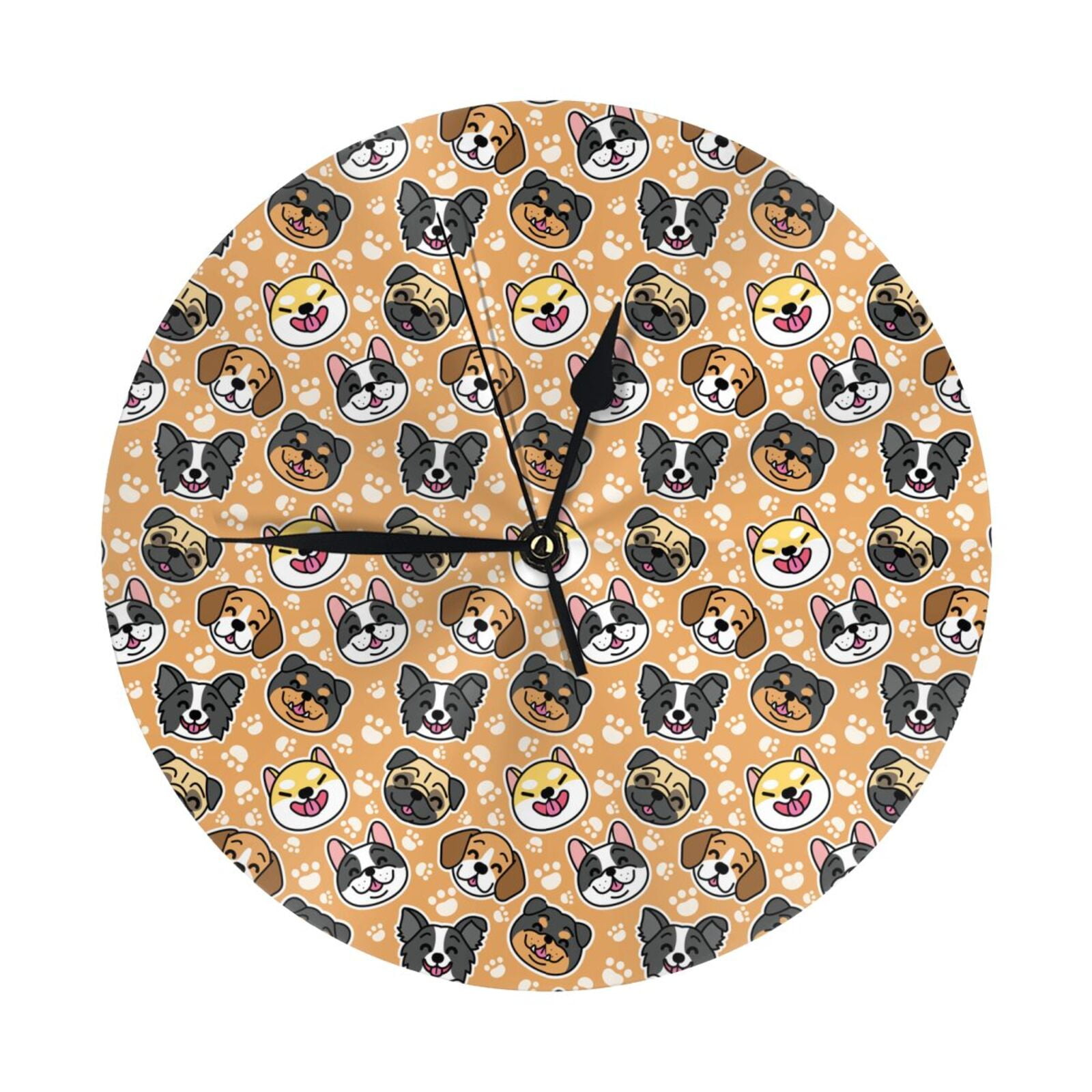 Wall Clock Cute Dogs Head Wall Clocks Battery Operated, Modern Wall ...