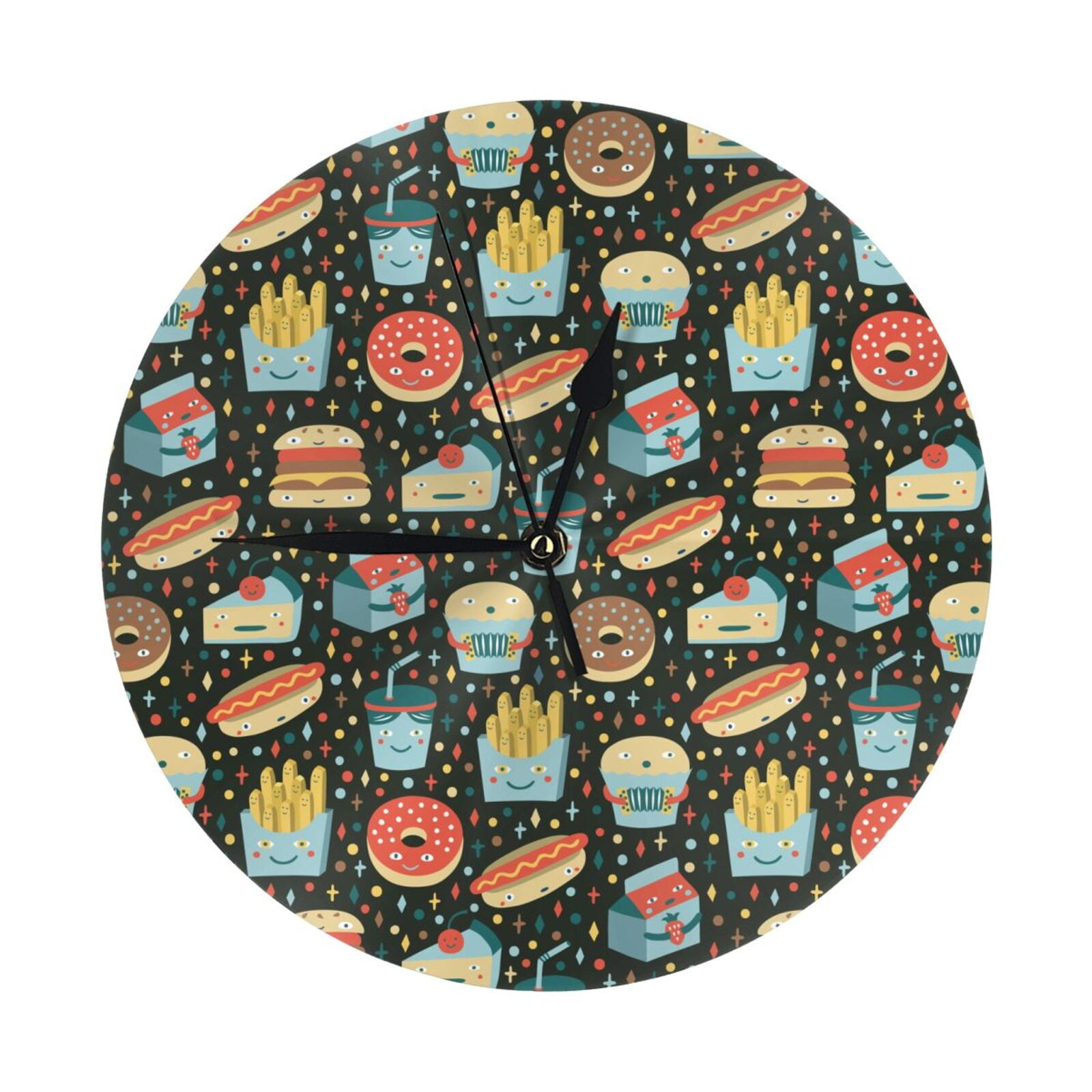 Wall Clock, Cute Food Chip Donuts Wall Clocks Battery Operated Silent ...