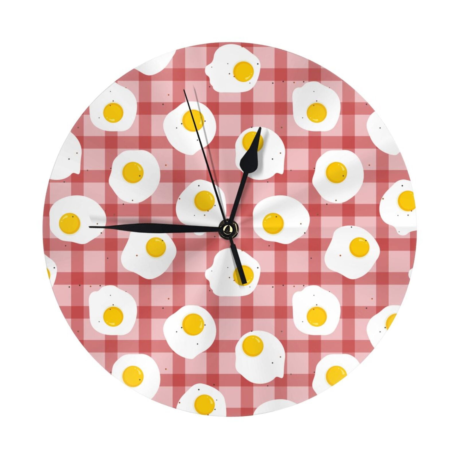Wall Clock Cute Fried Egg Pink Squre Wall Clocks Battery Operated ...