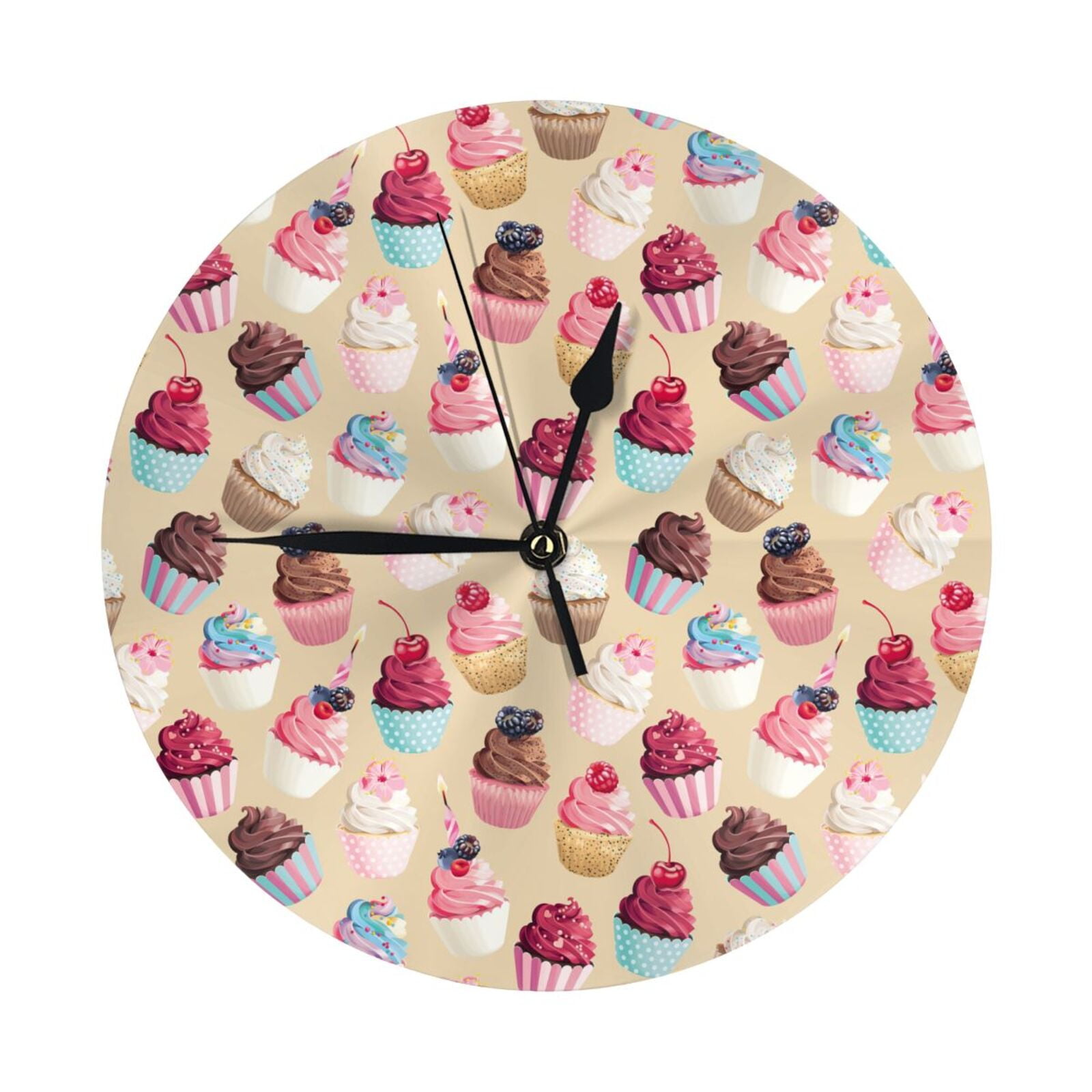 Wall Clock, Cute Fruit Ice Cream Print Wall Clocks Battery Operated ...