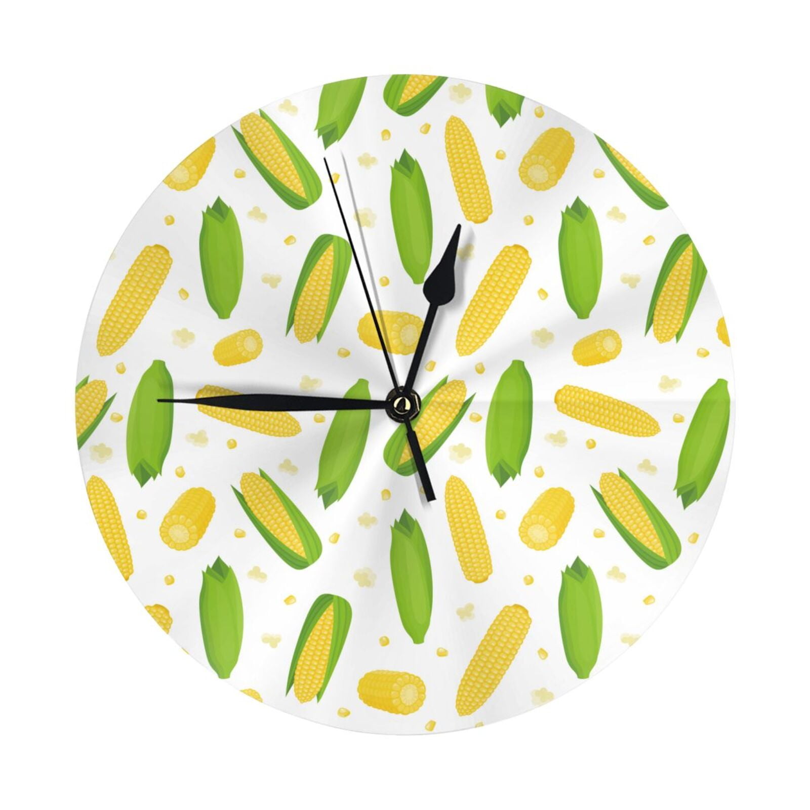 Wall Clock, Cute Full Corn Wall Clocks Battery Operated Silent Kitchen ...