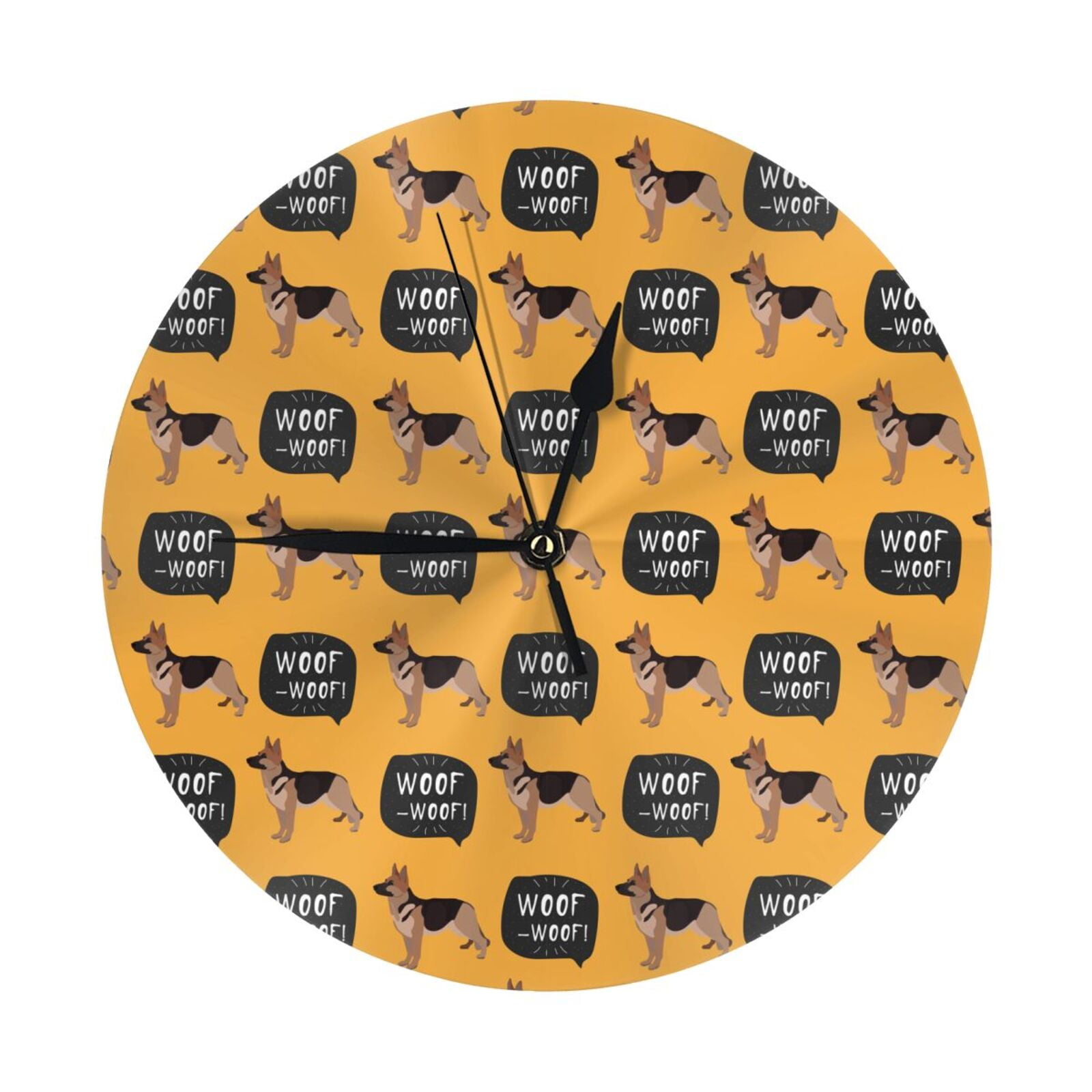 Wall Clock, Cute German Shepherd Dog Wall Clocks Battery Operated ...