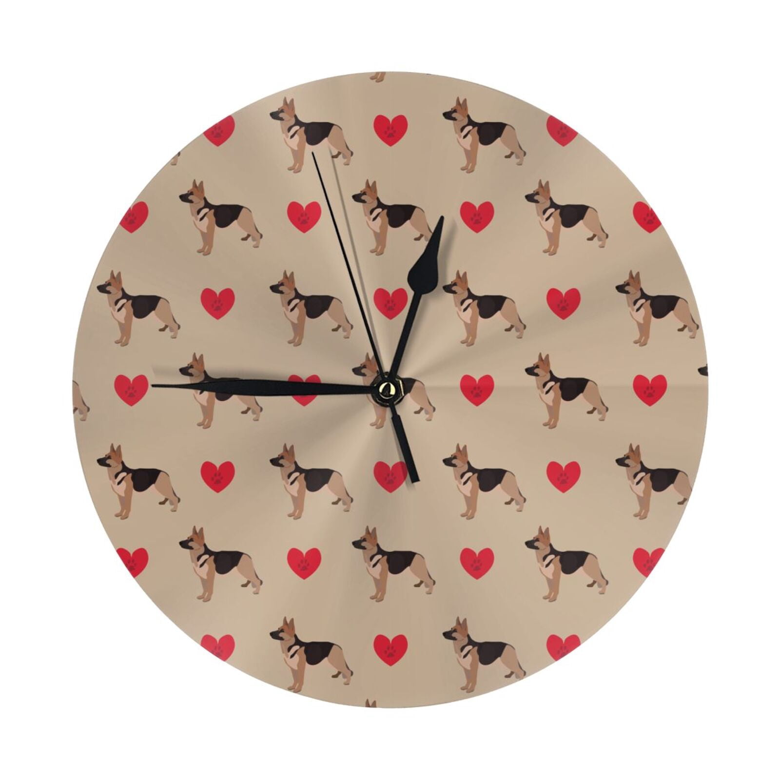 Wall Clock Cute German Shepherd Dog Love Wall Clocks Battery Operated ...
