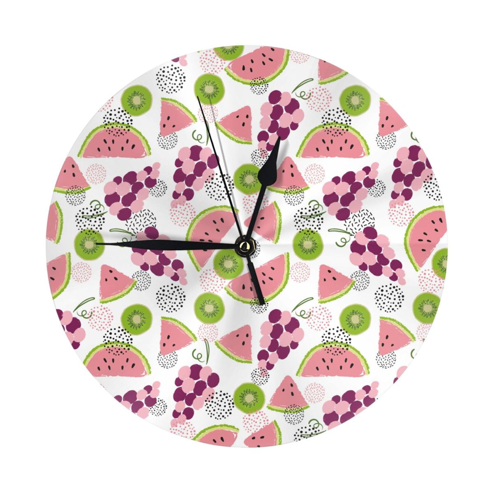 Wall Clock, Cute Grape Watermelon Wall Clocks Battery Operated Silent ...
