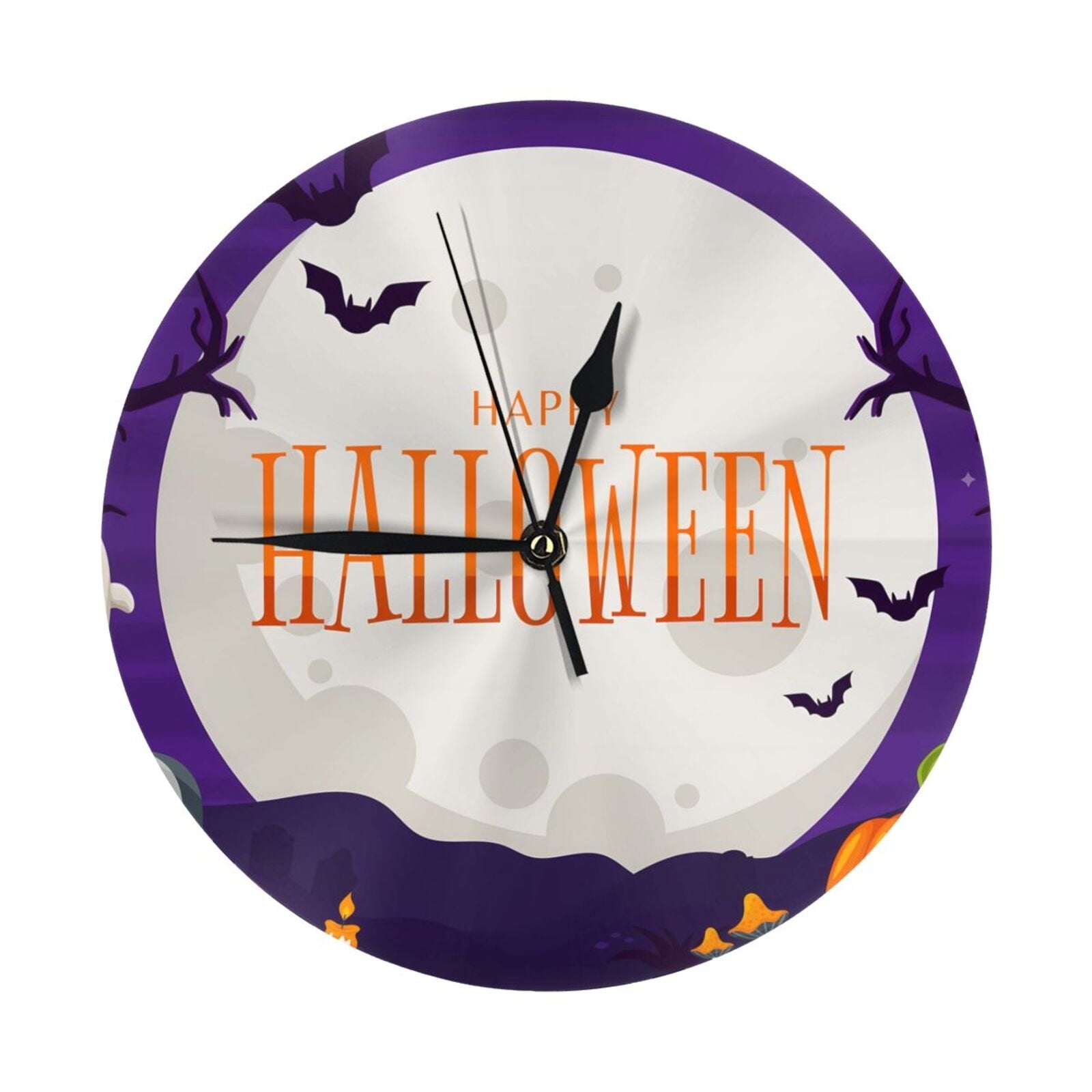 Wall Clock, Cute Halloween Ghost Wall Clocks Battery Operated Silent ...