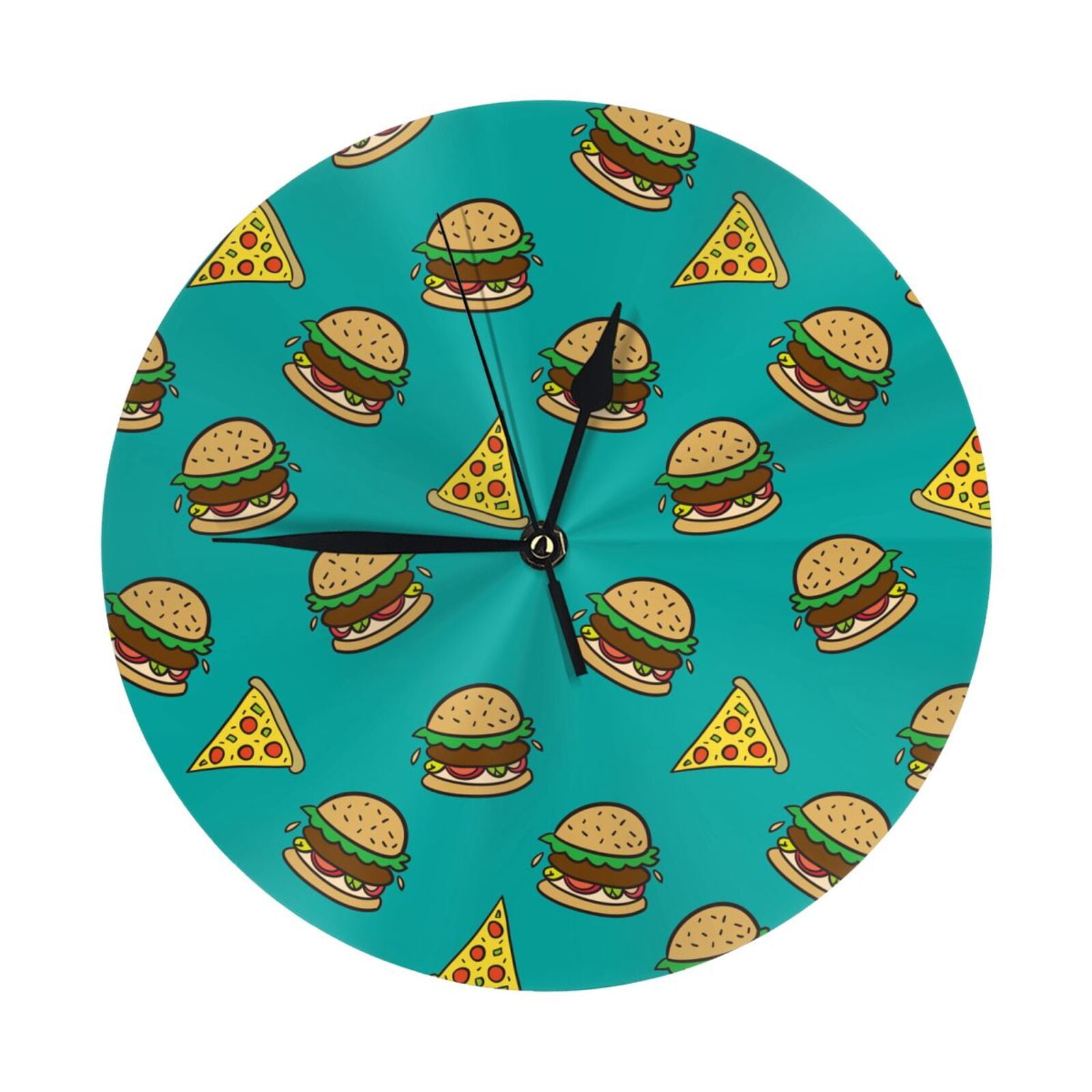 Wall Clock, Cute Hamburger Light Blue Wall Clocks Battery Operated ...