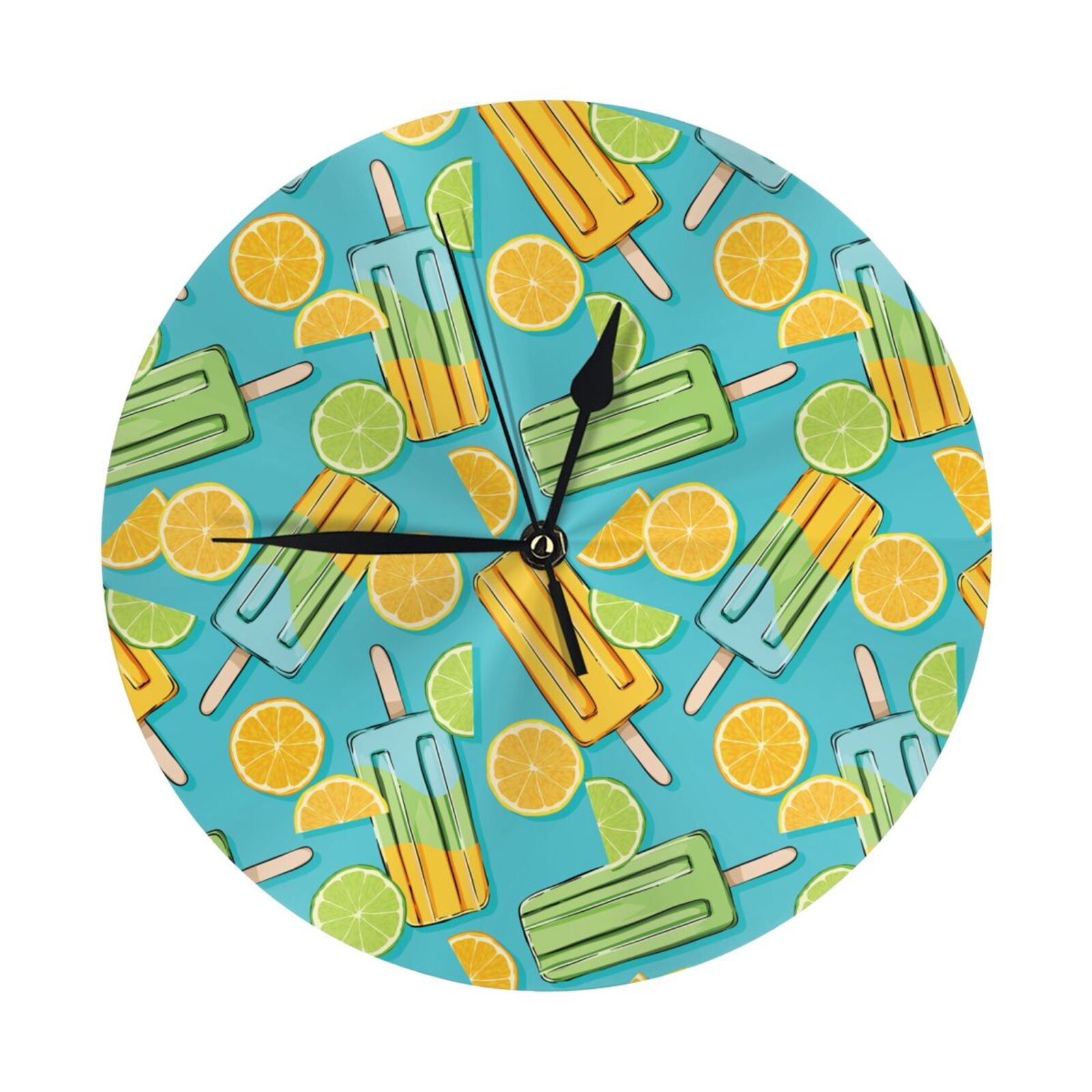 Wall Clock, Cute Lemon Ice Cream Wall Clocks Battery Operated Silent ...