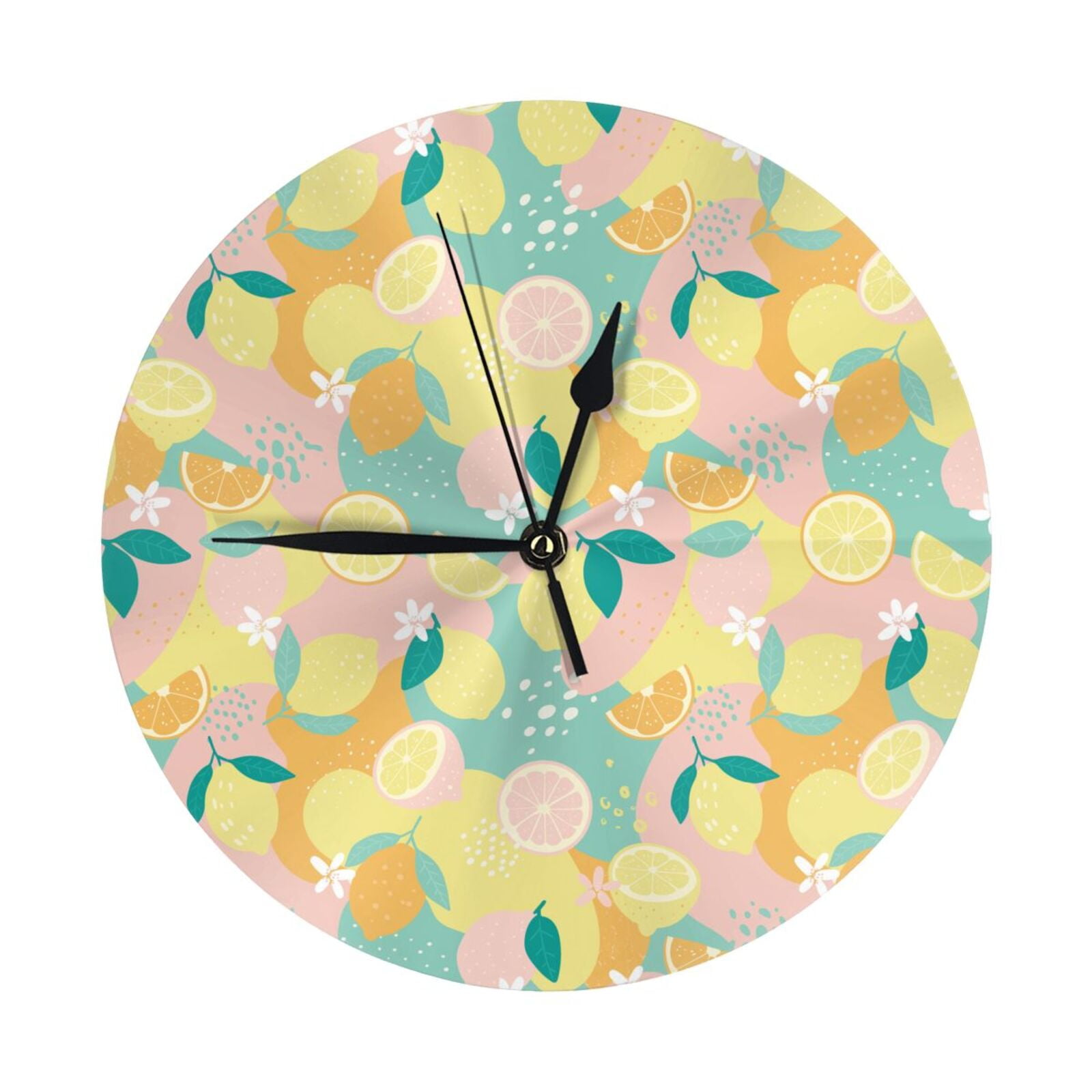 Wall Clock Cute Lemon Pink Blue Yellow Wall Clocks Battery Operated ...