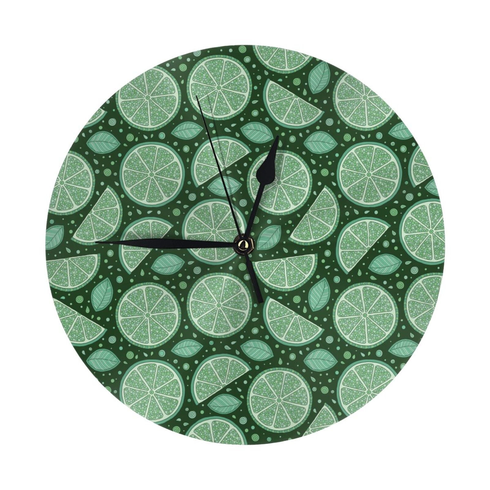 Wall Clock Cute Lime Green Wall Clocks Battery Operated, Modern Wall ...
