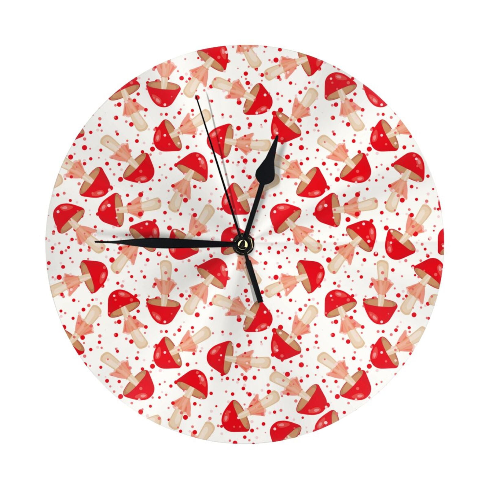 Wall Clock Cute Mushroom Wall Clocks Battery Operated, Modern Wall ...