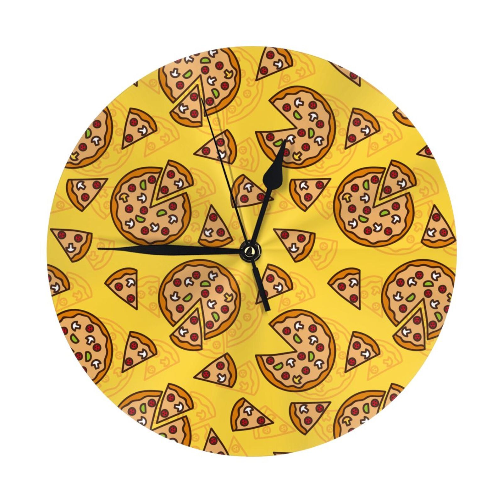 Wall Clock Cute Mushrooms Pizza Wall Clocks Battery Operated, Modern ...