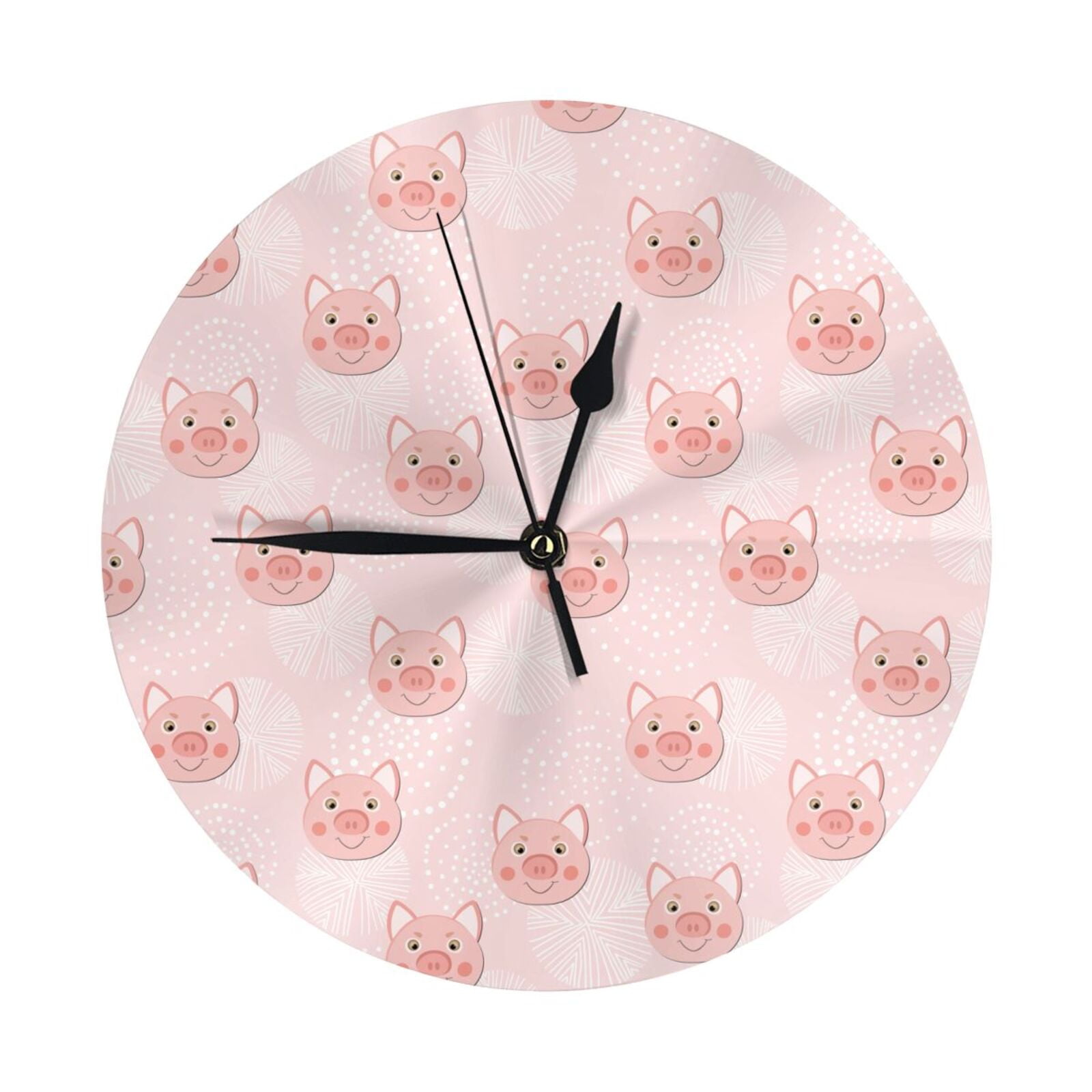 Wall Clock, Cute Pig Face Wall Clocks Battery Operated Silent Kitchen ...