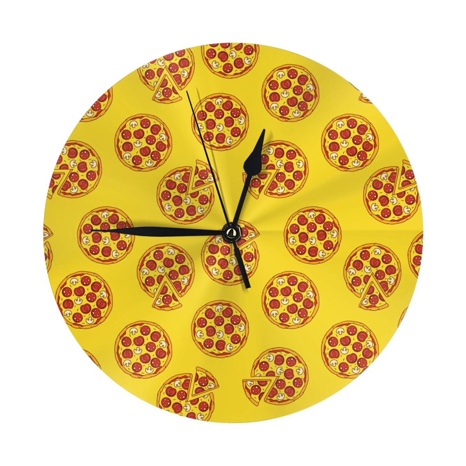 Wall Clock, Cute Pizza Sausage Tomato Wall Clocks Battery Operated ...