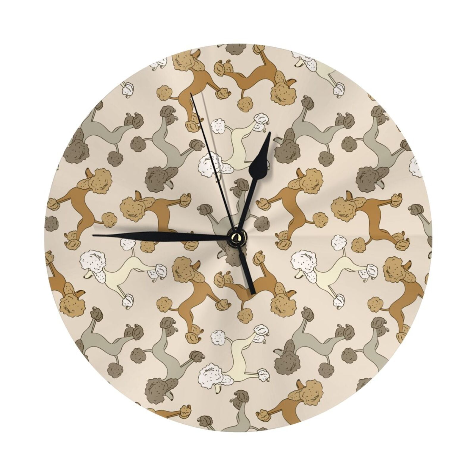 Wall Clock Cute Poodle Dog Wall Clocks Battery Operated, Modern Wall ...