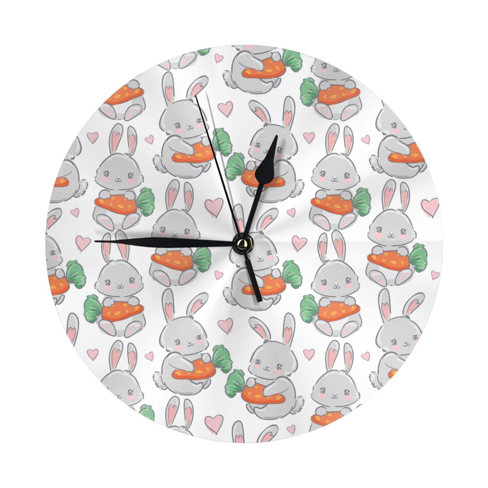 Wall Clock, Cute Rabbit Carrot Wall Clocks Battery Operated Silent ...