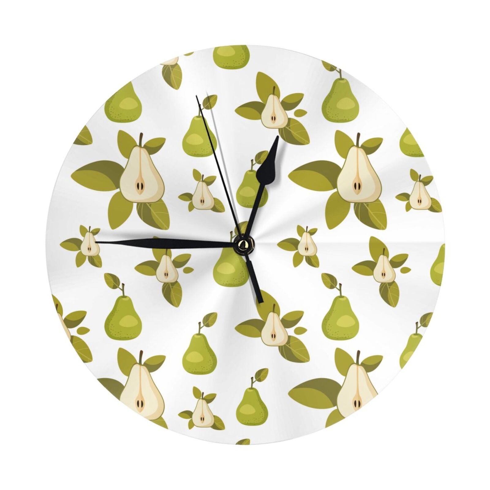 Wall Clock, Cute Sea Green Pear Wall Clocks Battery Operated Silent ...