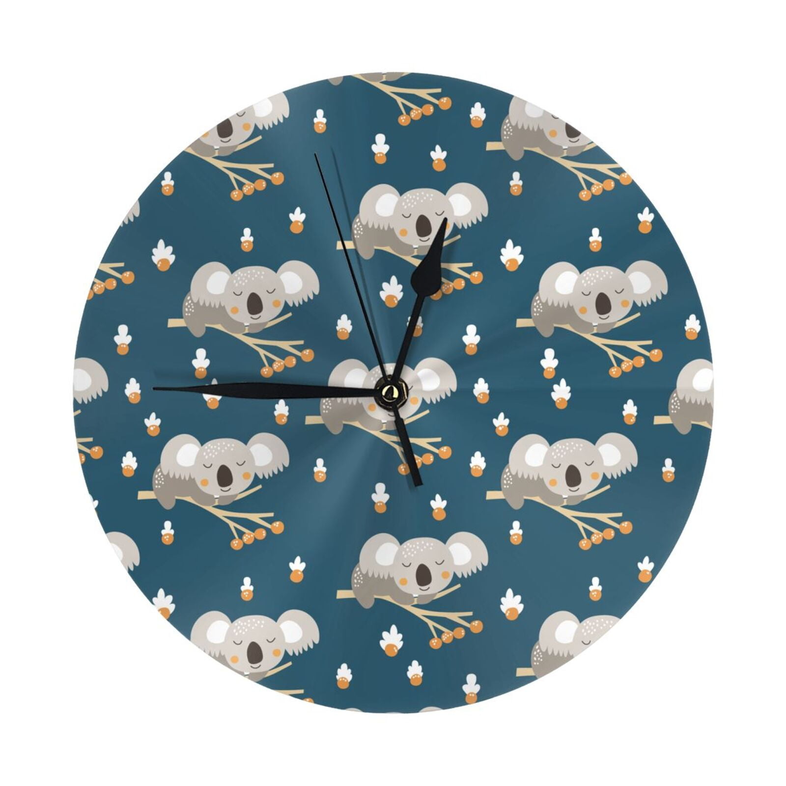 Wall Clock, Cute Sleeping Koala Wall Clocks Battery Operated Silent ...