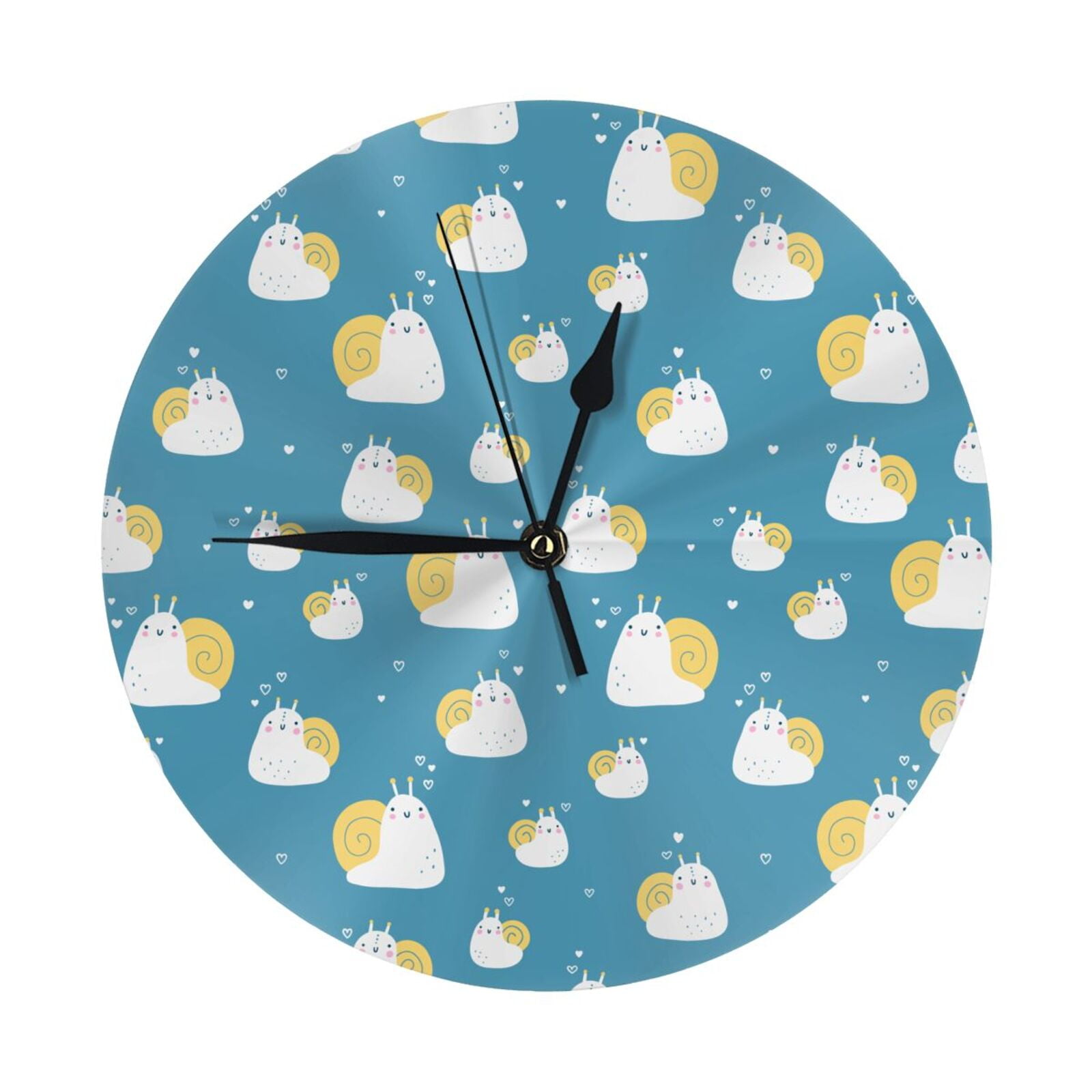 Wall Clock Cute Snail Print Blue Wall Clocks Battery Operated, Modern ...
