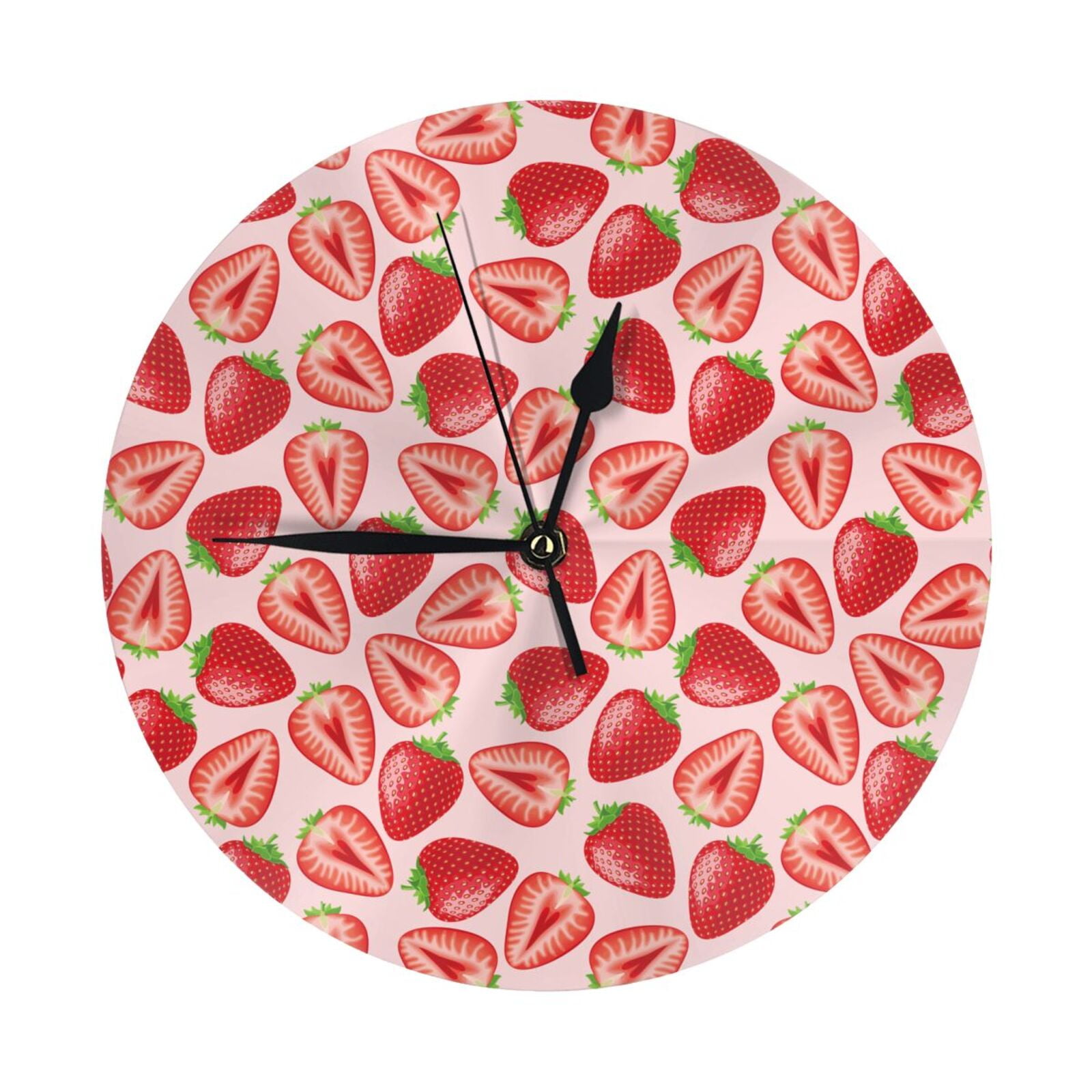 Wall Clock Cute Strawberry B Wall Clocks Battery Operated, Modern Wall ...