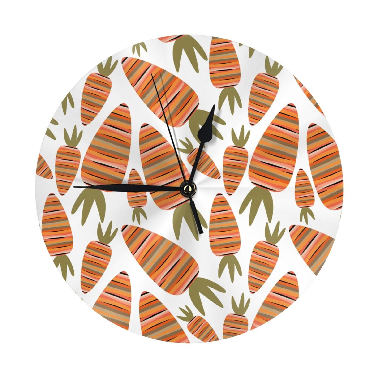 Wall Clock, Cute Stripe Carrot Wall Clocks Battery Operated Silent ...