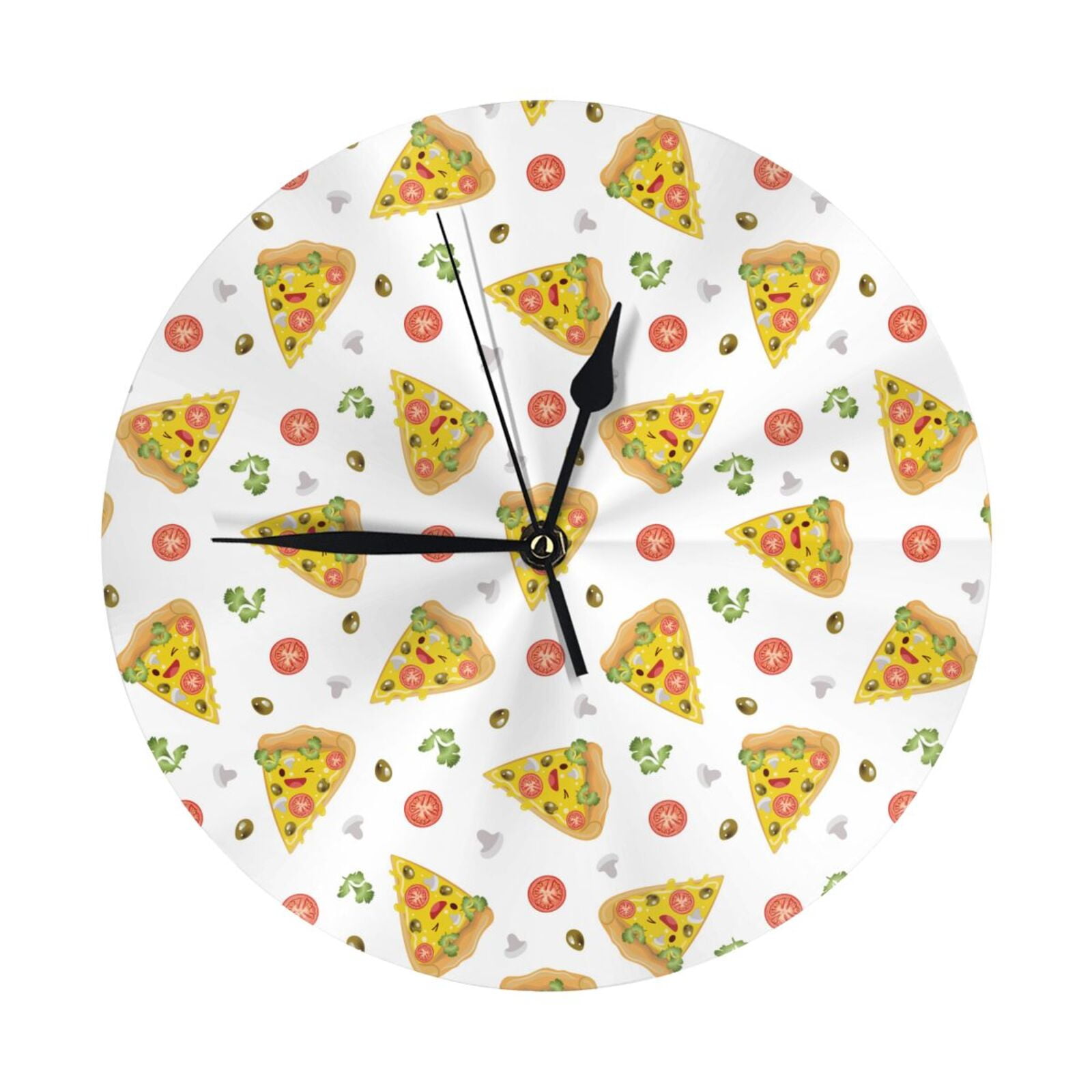 Wall Clock, Cute Tomato Pizza Wall Clocks Battery Operated Silent ...