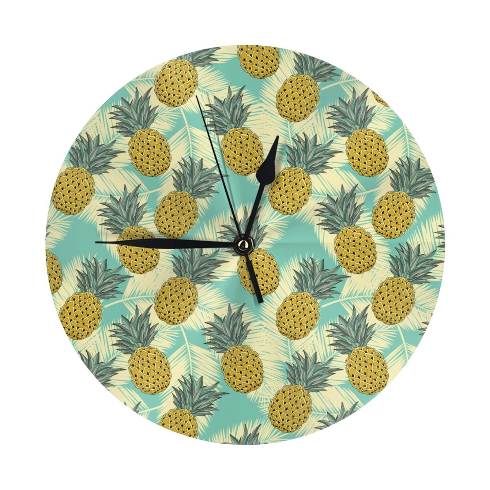 Wall Clock, Cute Vintage Pineapple Wall Clocks Battery Operated Silent ...