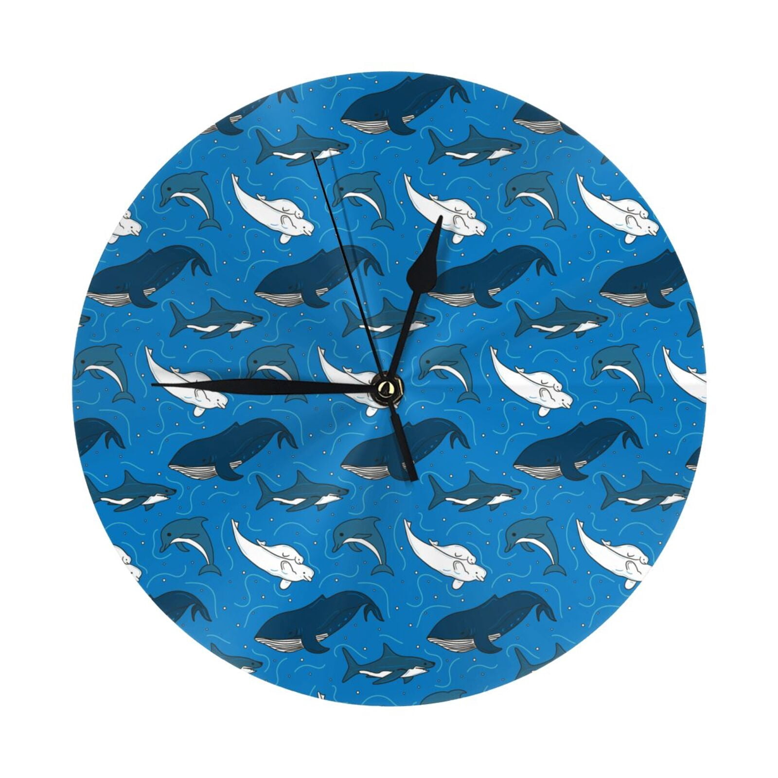 Wall Clock, Cute Whale Dolphin Shark Wall Clocks Battery Operated ...
