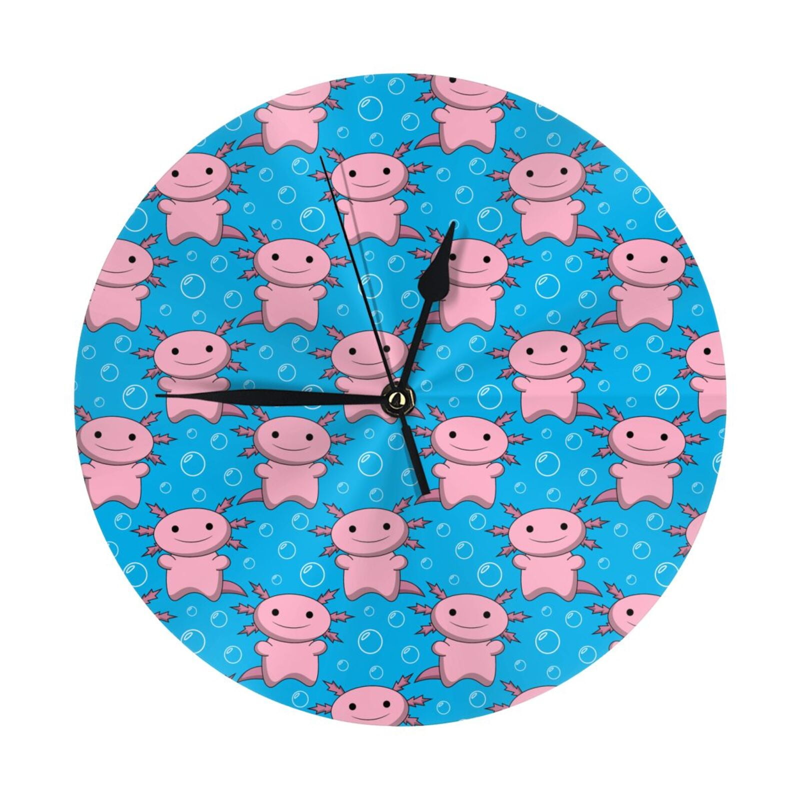 Wall Clock - Cute cartoon Axolotl bubbles blue 9.8 Inch Silent Non ...