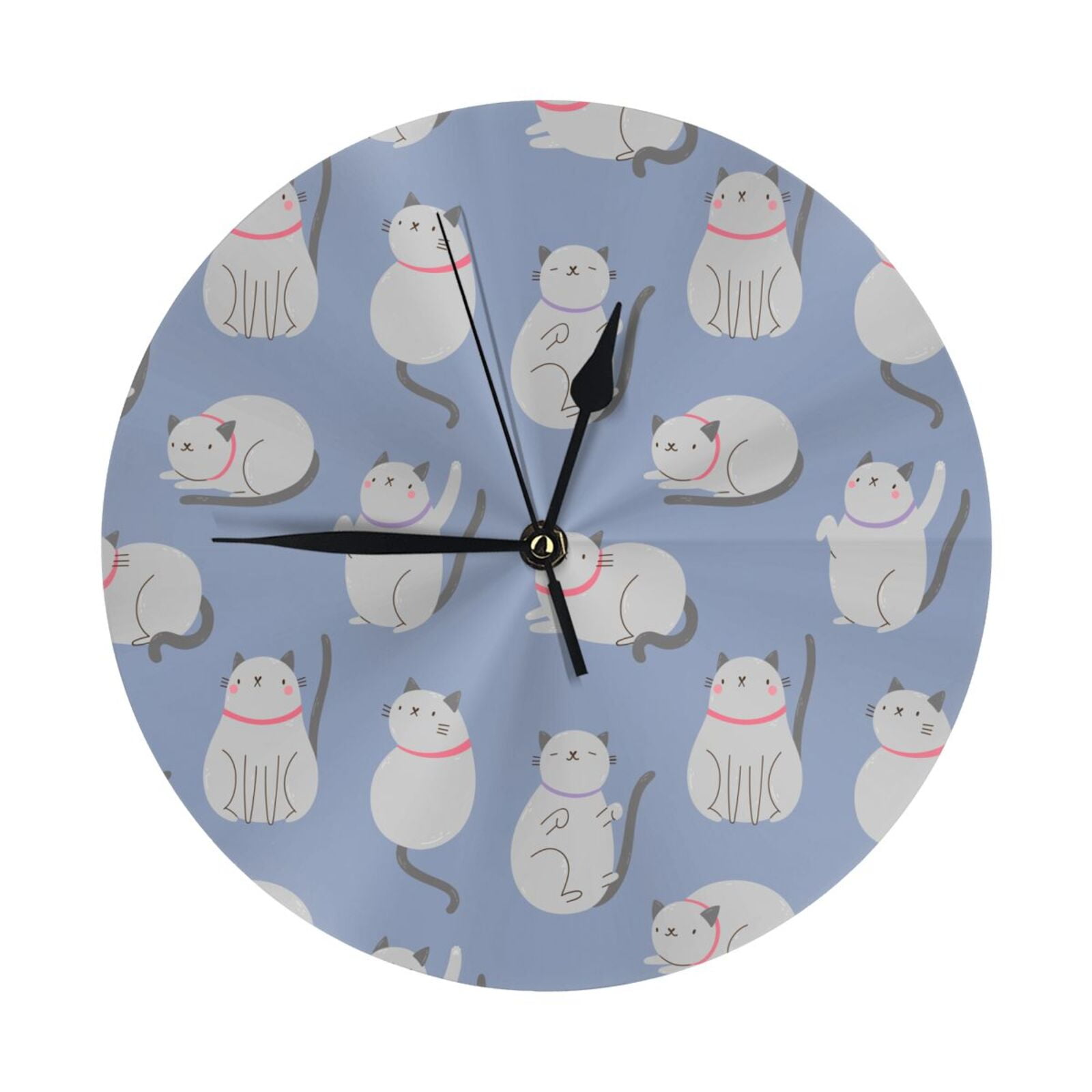 Wall Clock, Cute fat cat Wall Clocks Battery Operated Silent Kitchen ...