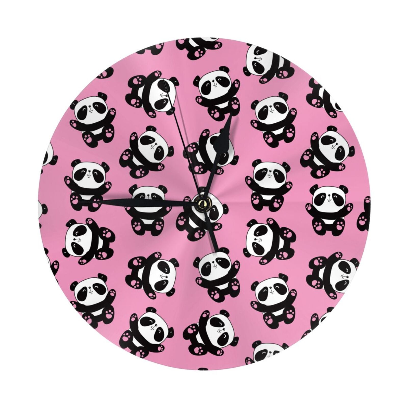 Wall Clock, Cute panda Wall Clocks Battery Operated Silent Kitchen ...