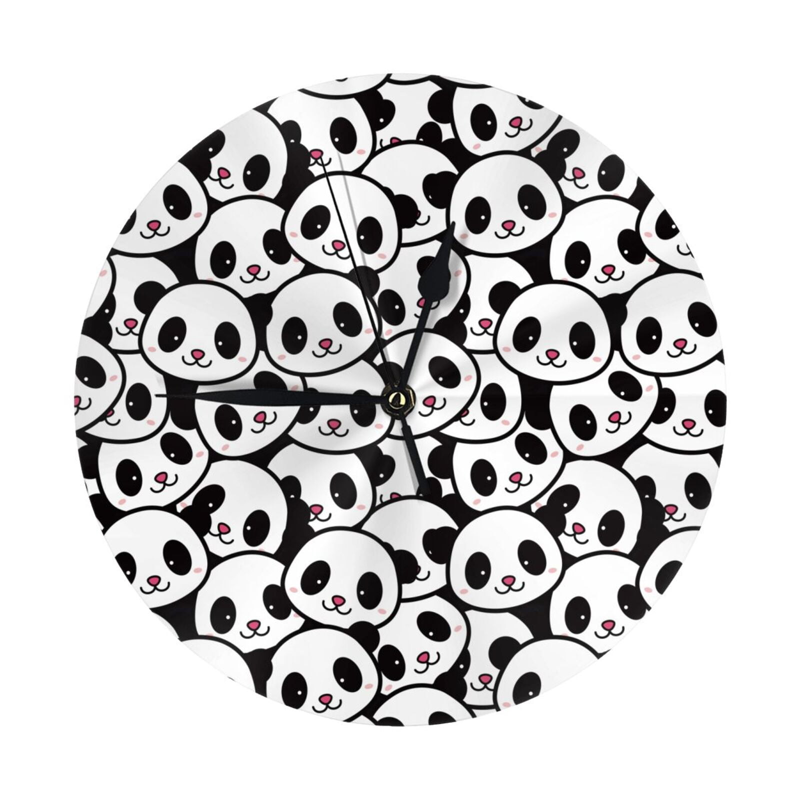 Wall Clock, Cute panda print Wall Clocks Battery Operated Silent ...