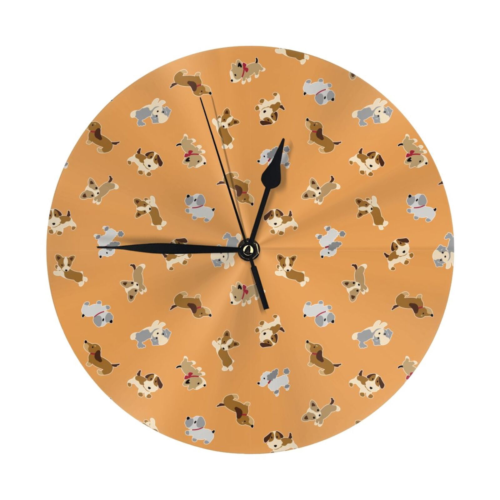 Wall Clock Cute puppy J Wall Clocks Battery Operated, Modern Wall Clock ...
