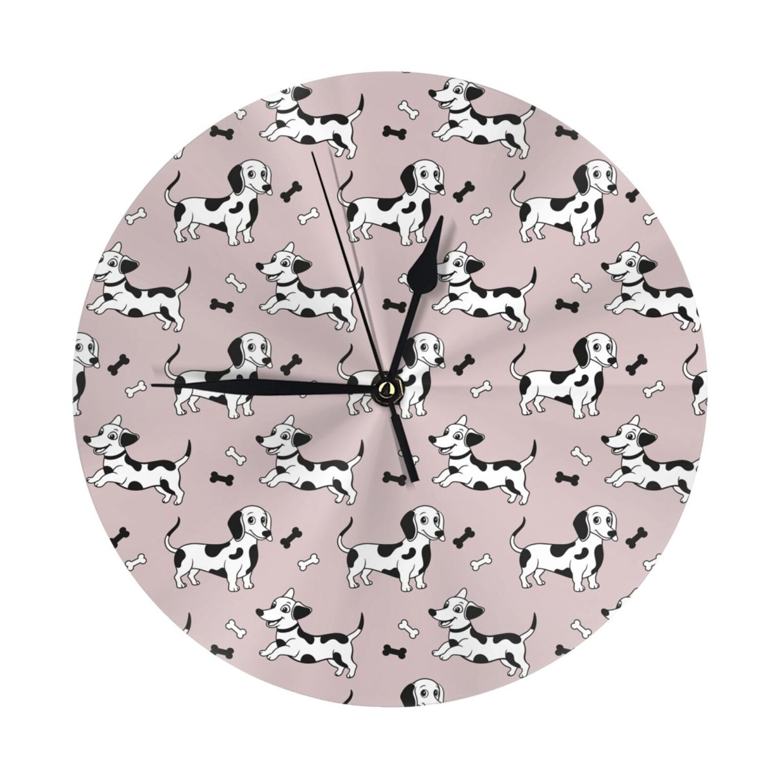 Wall Clock Dachshund Dog Puppy Black Bone Wall Clocks Battery Operated ...
