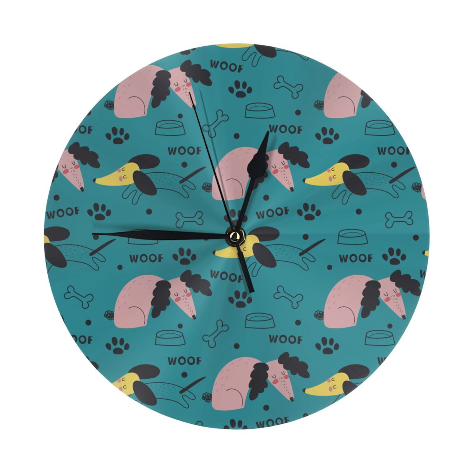 Wall Clock Dachshund Dog Puppy Footprint Blue Wall Clocks Battery ...