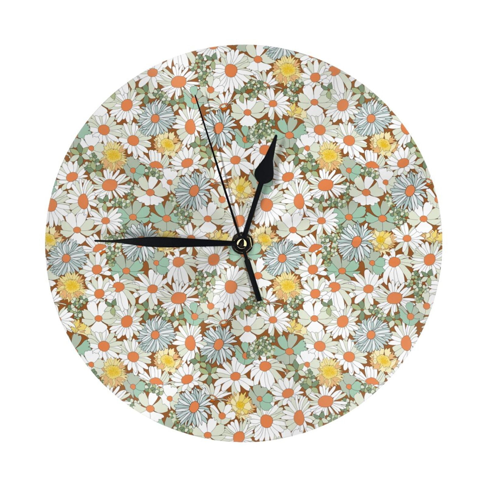 Wall Clock, Daisy Wall Clocks Battery Operated Silent Kitchen Office ...