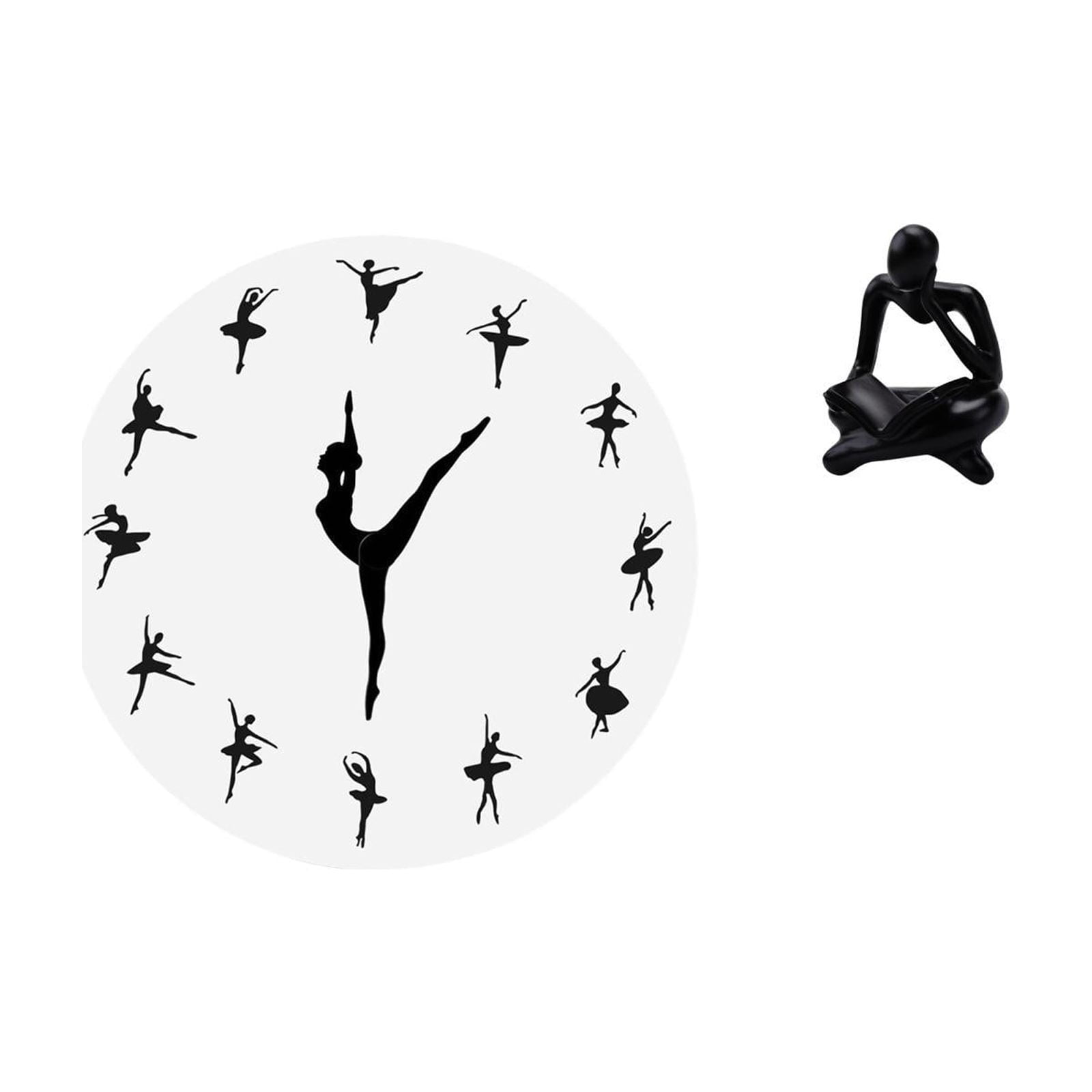 Wall Clock Dancing Hanging Decor Abstract Art Figurine Resin Build for ...