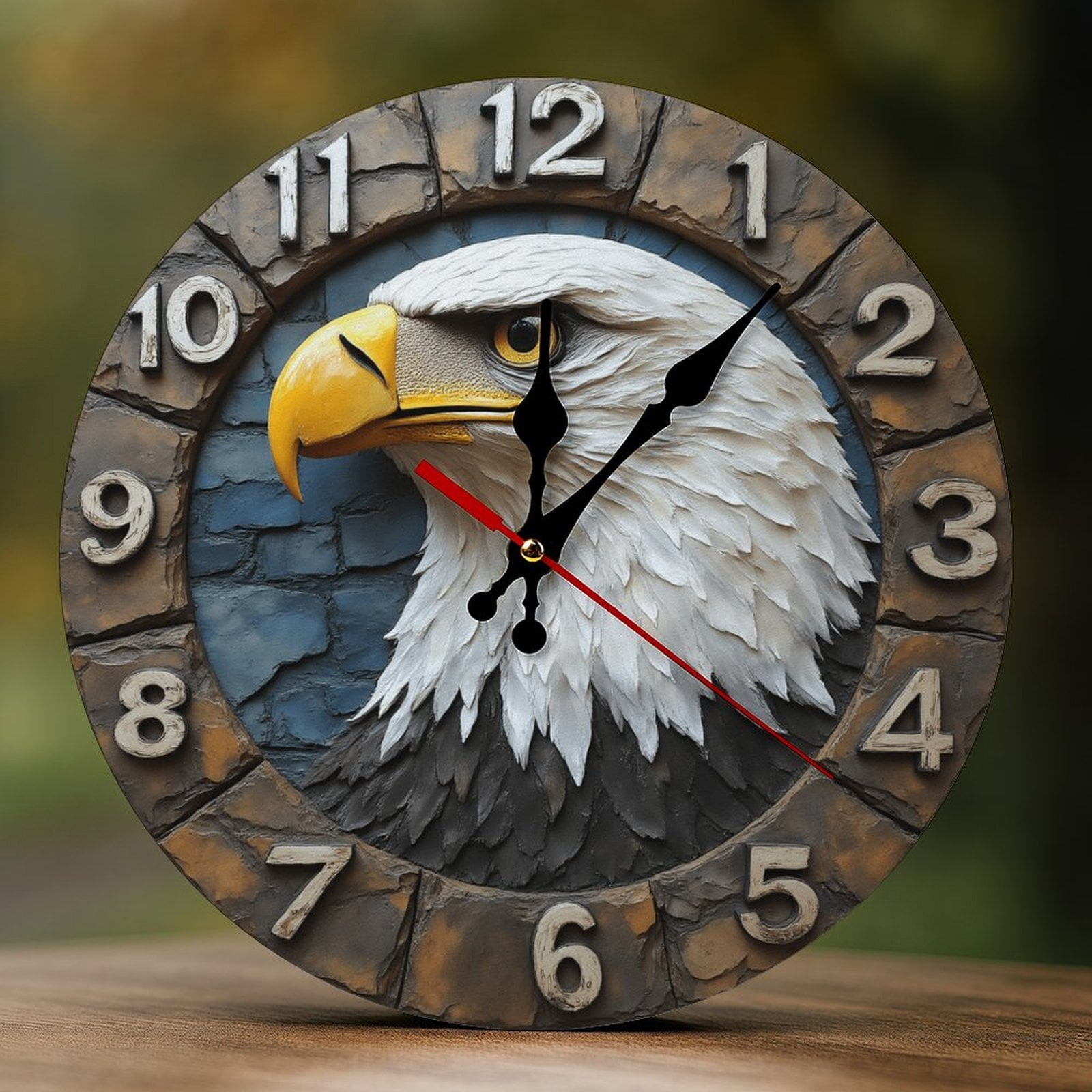 Wall Clock Decorative - Bald Eagle Head Portrait Print 2D Vintage Wall ...