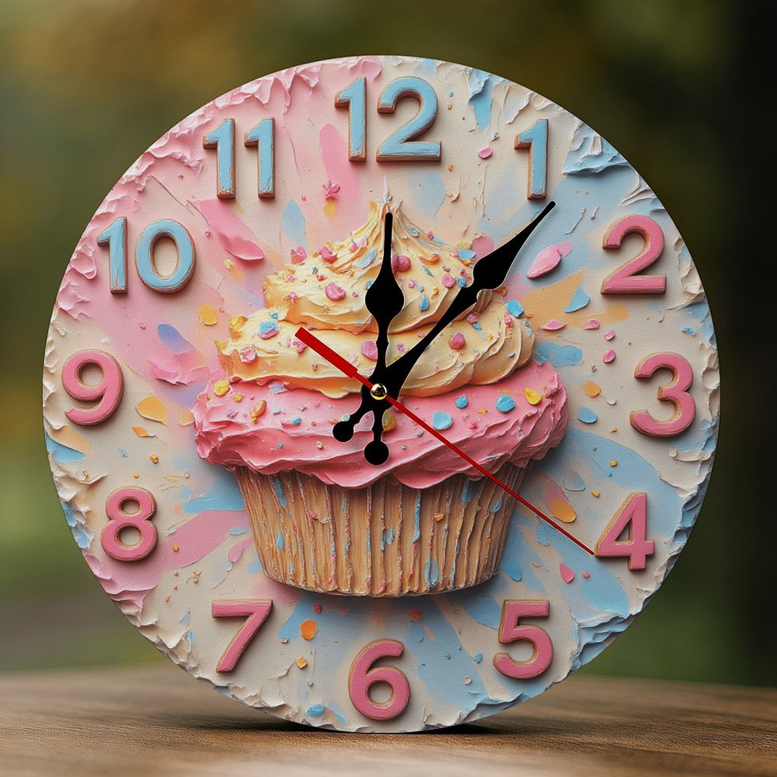 Wall Clock Decorative - Colorful Cartoon Cake Print 2D Vintage Wall ...