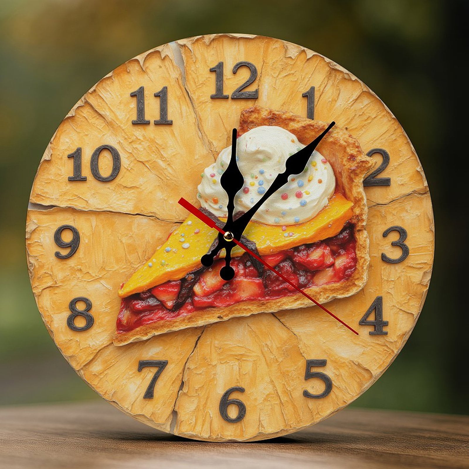 Wall Clock Decorative - Retro Colorful Pie Slice Print 2D Vintage Wall ...